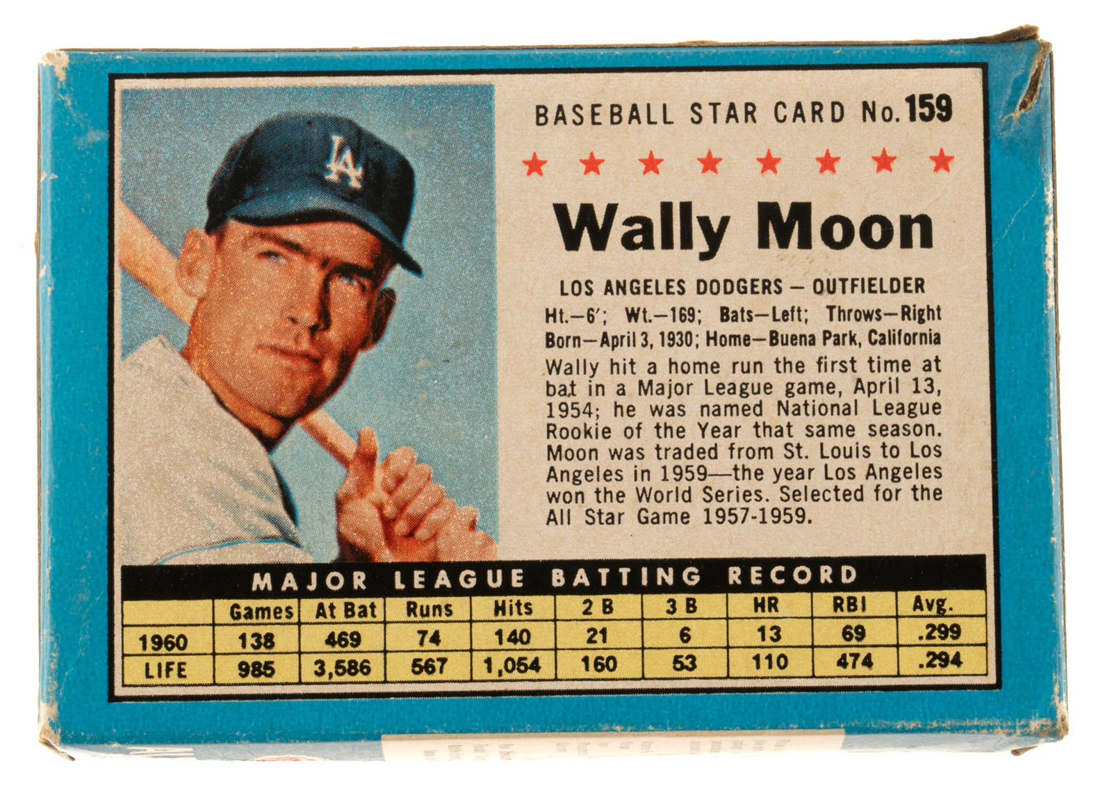 1961 Post Cereal "Alpha-Bits" Complete Box #159 Wally Moon | REA Archive