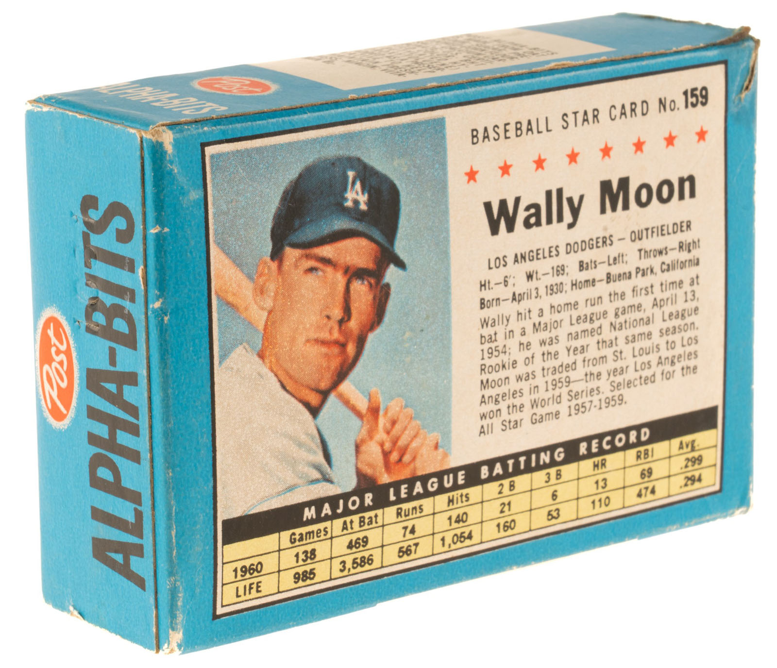 1961 Post Cereal "Alpha-Bits" Complete Box #159 Wally Moon | REA Archive