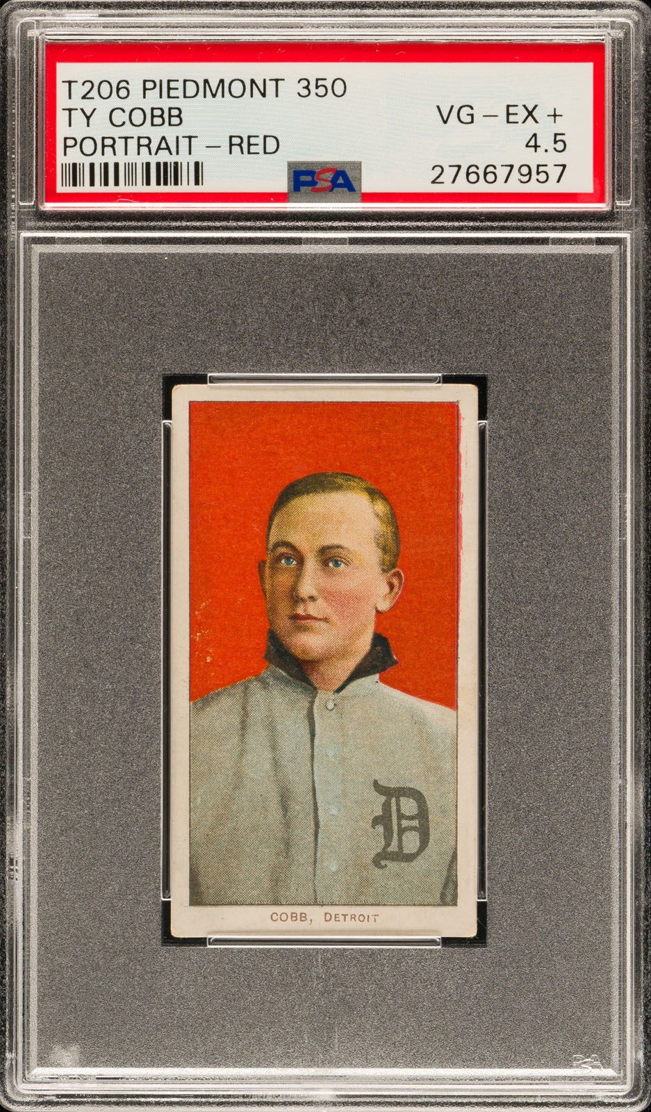 1909-1911 T206 White Border Ty Cobb Portrait Red Background | REA Archive