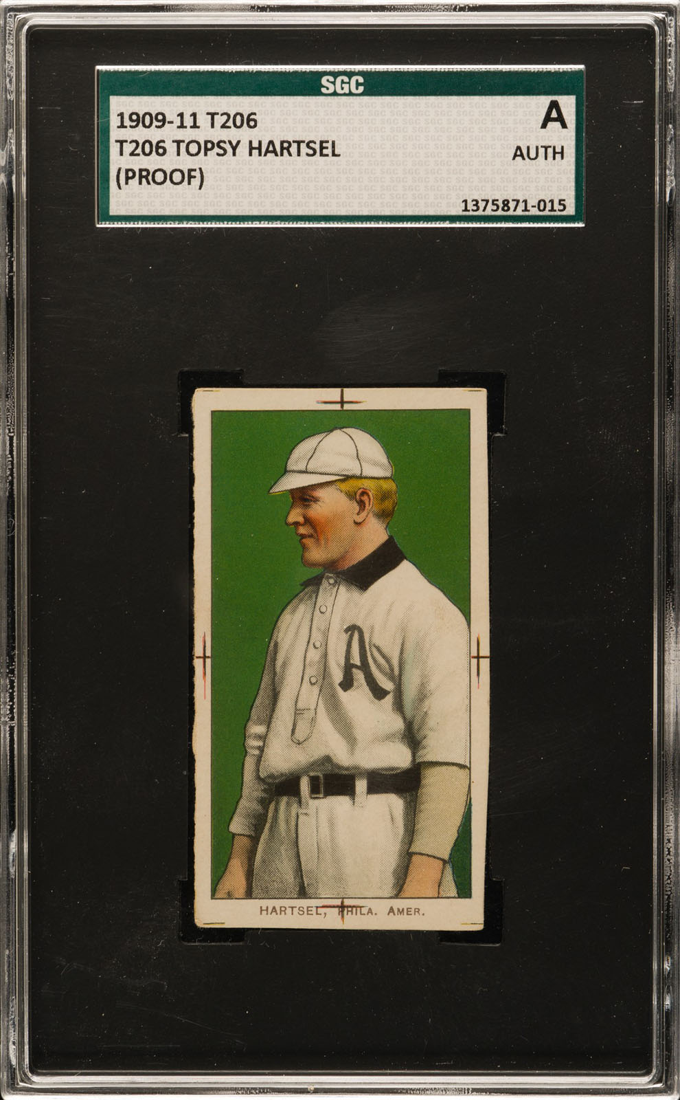 1909-1911 T206 White Border "Proof" Topsy Hartsel | REA Archive