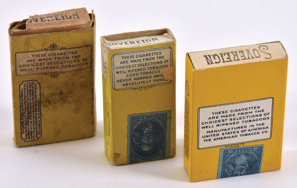Trio of 1910-Era Sovereign Cigarettes Boxes | REA Archive
