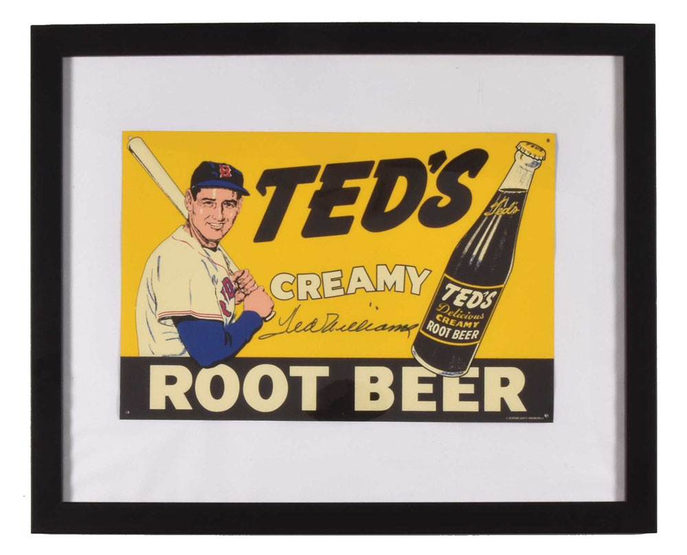 Signed Ted Williams Root Beer Advertising Display | REA Archive