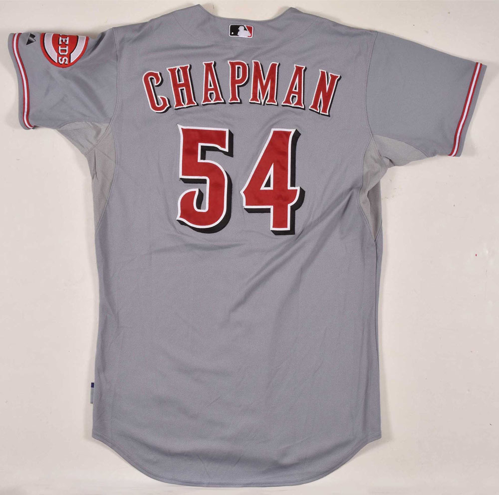 2012 Aroldis Chapman Cincinnati Reds Game-Used Road Jersey - MLB ...