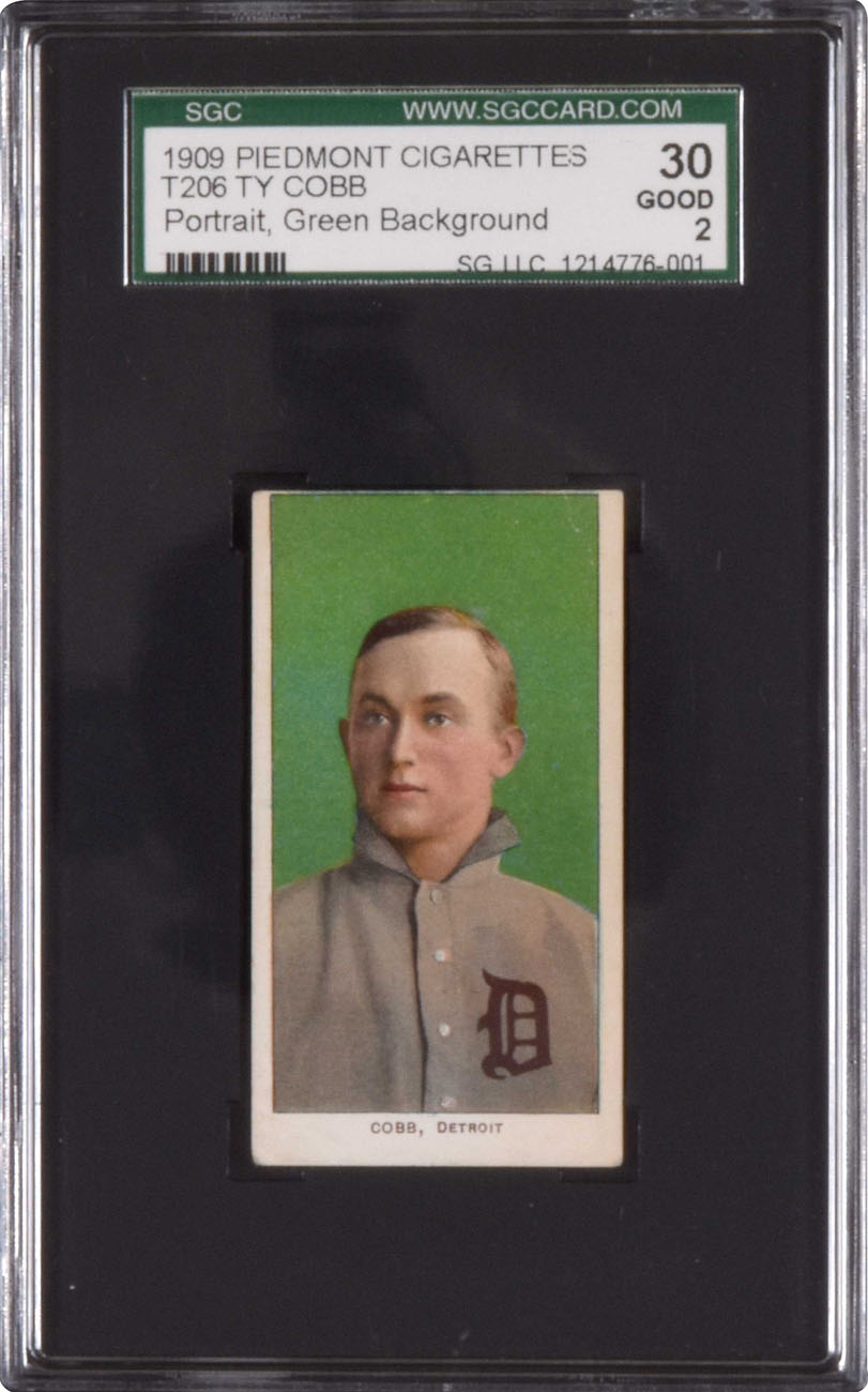 1909-1911 T206 White Border Ty Cobb Portrait Green Background | REA Archive