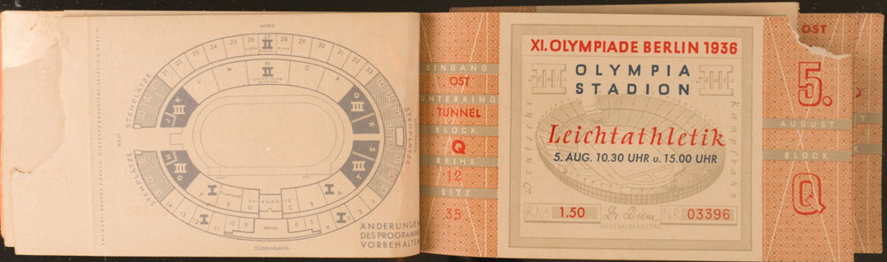 1936 Berlin Summer Olympics Track & Field Near-Complete Ticket Book ...