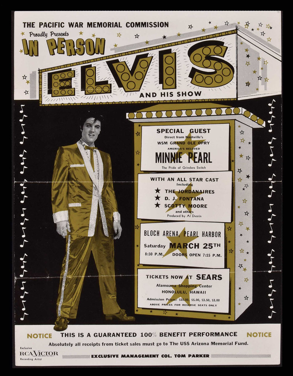 1961 Elvis Presley Pearl Harbor Benefit-Concert Handbill | REA Archive