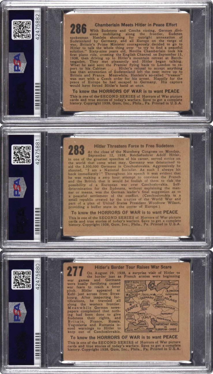 1938 R69 Gum, Inc. "Horrors of War" Adolf Hitler PSA-Graded Trio | REA ...