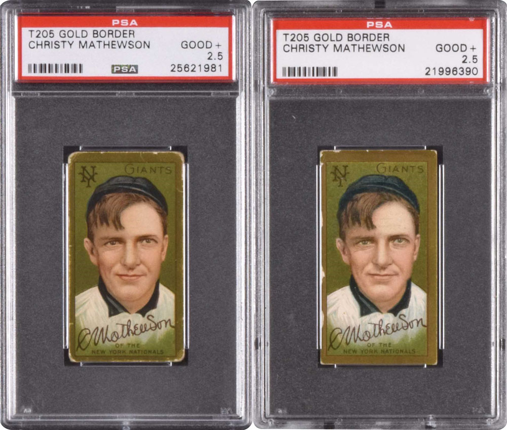 1911 T205 Gold Border Christy Mathewson PSA-Graded Pair | REA Archive