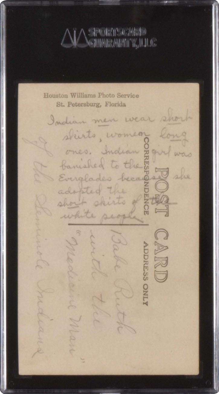 Circa 1920s Babe Ruth Seminole Indian Village Real-Photo Postcard | REA ...