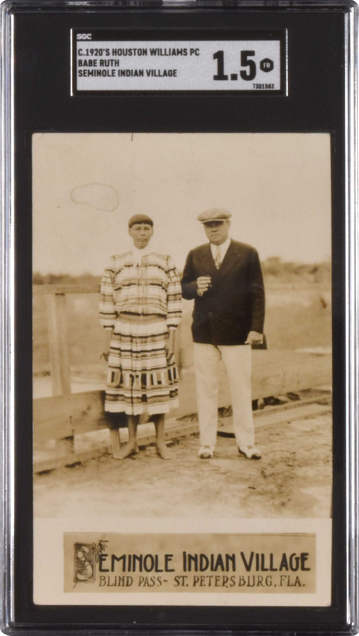 Circa 1920s Babe Ruth Seminole Indian Village Real-Photo Postcard | REA ...