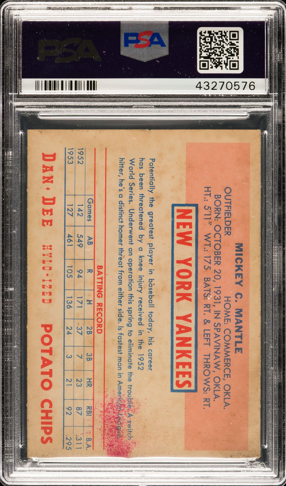 1954 Dan-Dee Potato Chips Mickey Mantle | REA Archive