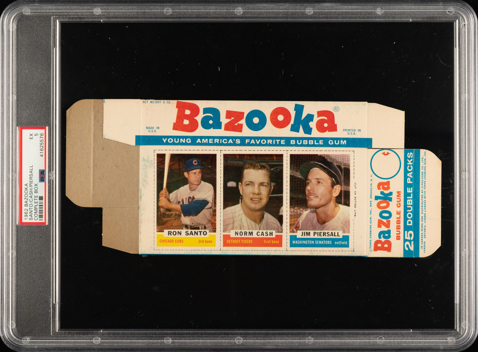 1962 Bazooka Complete Box with Ron Santo, Norm Cash, and Jim Piersall ...