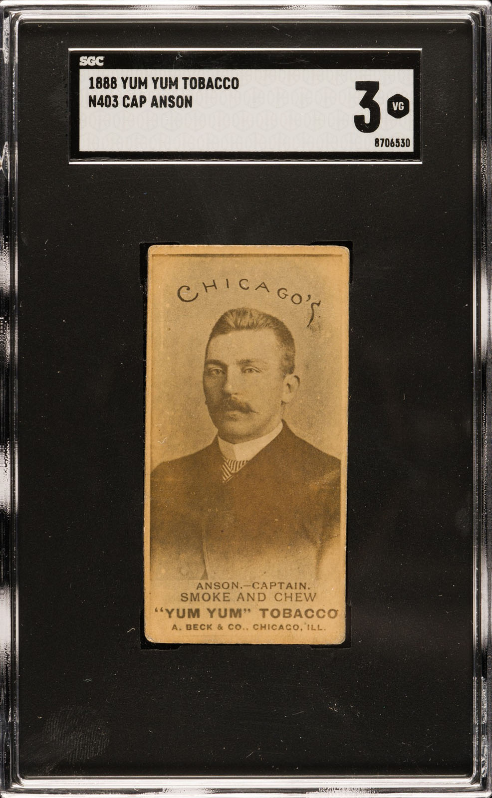 1888 N403 Yum Yum Tobacco Cap Anson - Highest Graded! | REA Archive