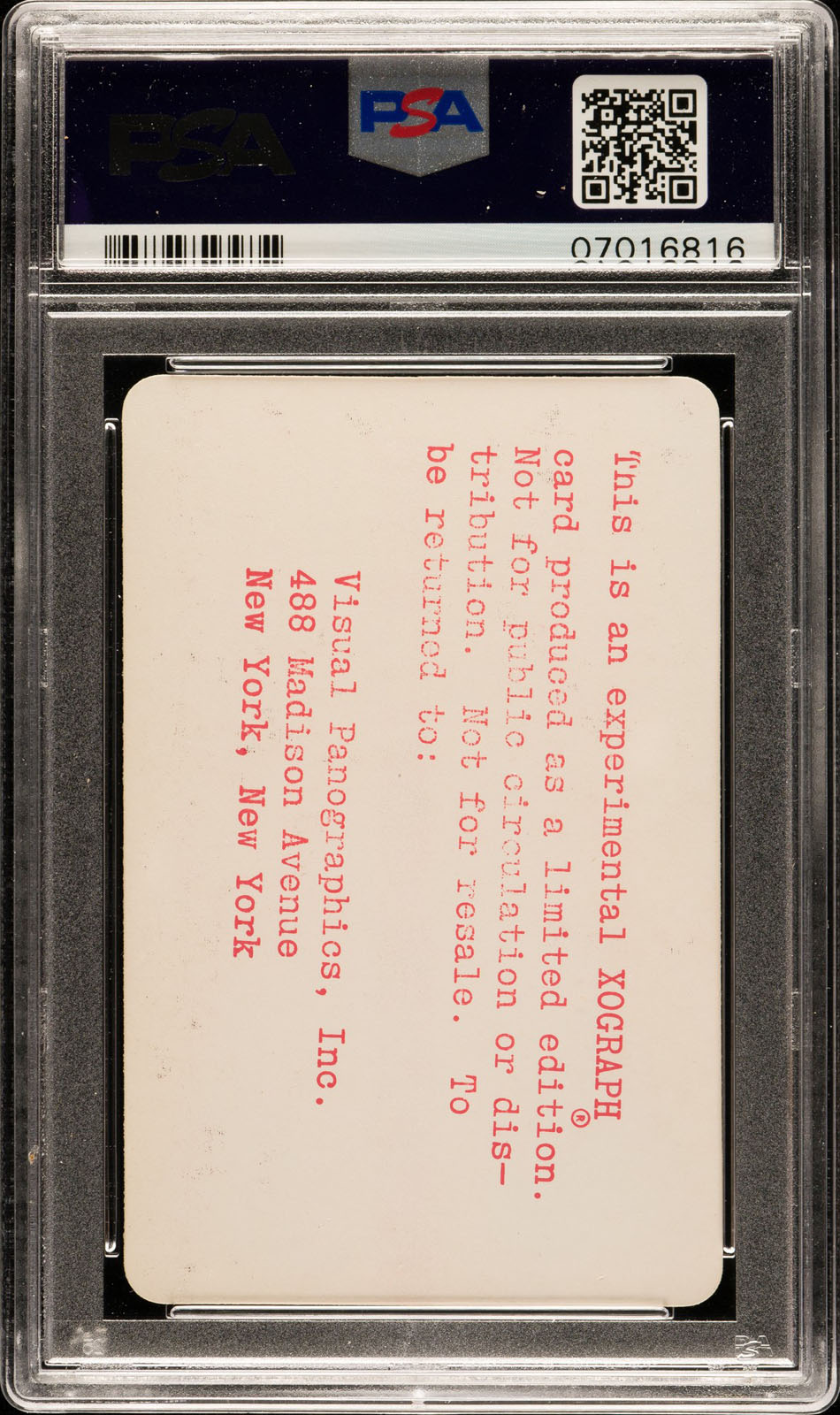 1968 Topps 3-D Ron Fairly PSA MINT 9 - Rare "Experimental XOGRAPH" Ink ...