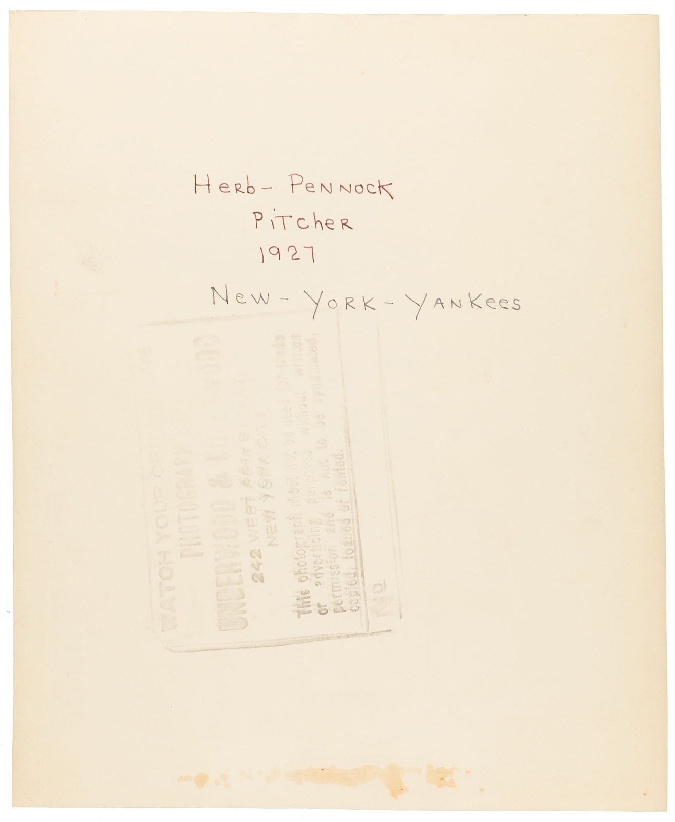 Herb Pennock Original Charles Conlon Photograph - PSA/DNA Type I - Used ...