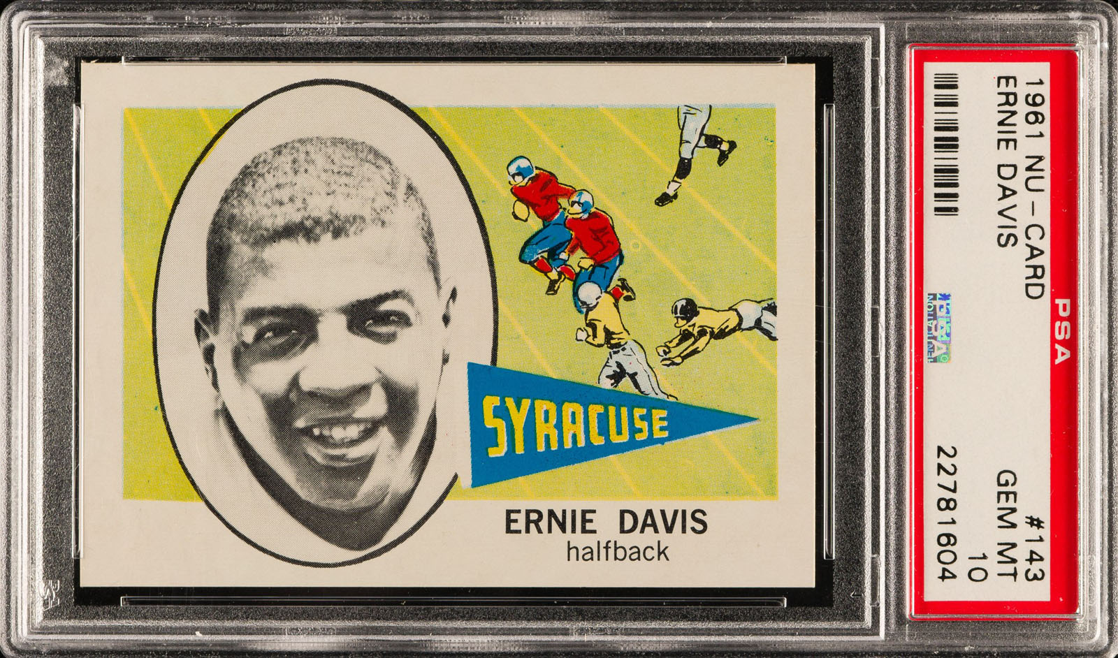 1961 Nu-Card Football #143 Ernie Davis PSA GEM MINT 10 | REA Archive