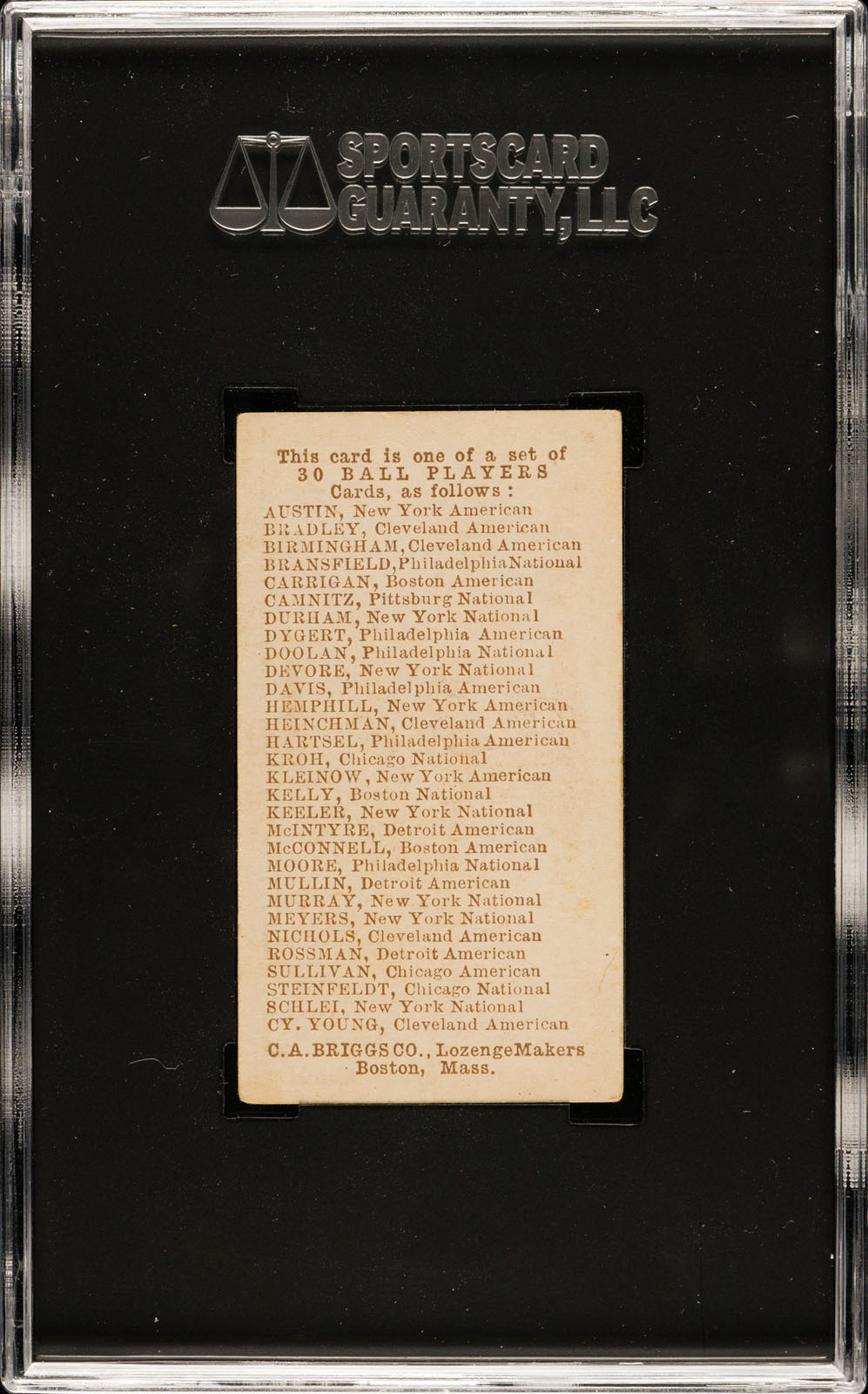 1909-1910 E97 C. A. Briggs Co. Dennis Sullivan - Rare Boston Variation ...