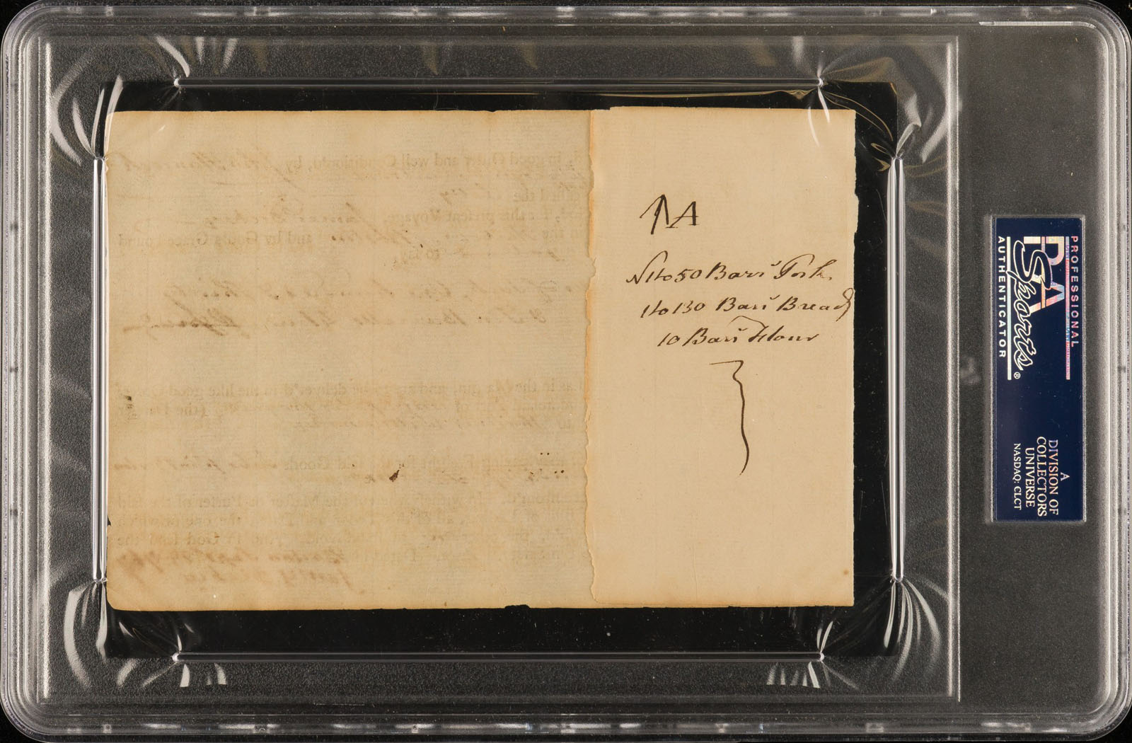 1767 John Hancock Signed Document - PSA/DNA MINT 9 | REA Archive