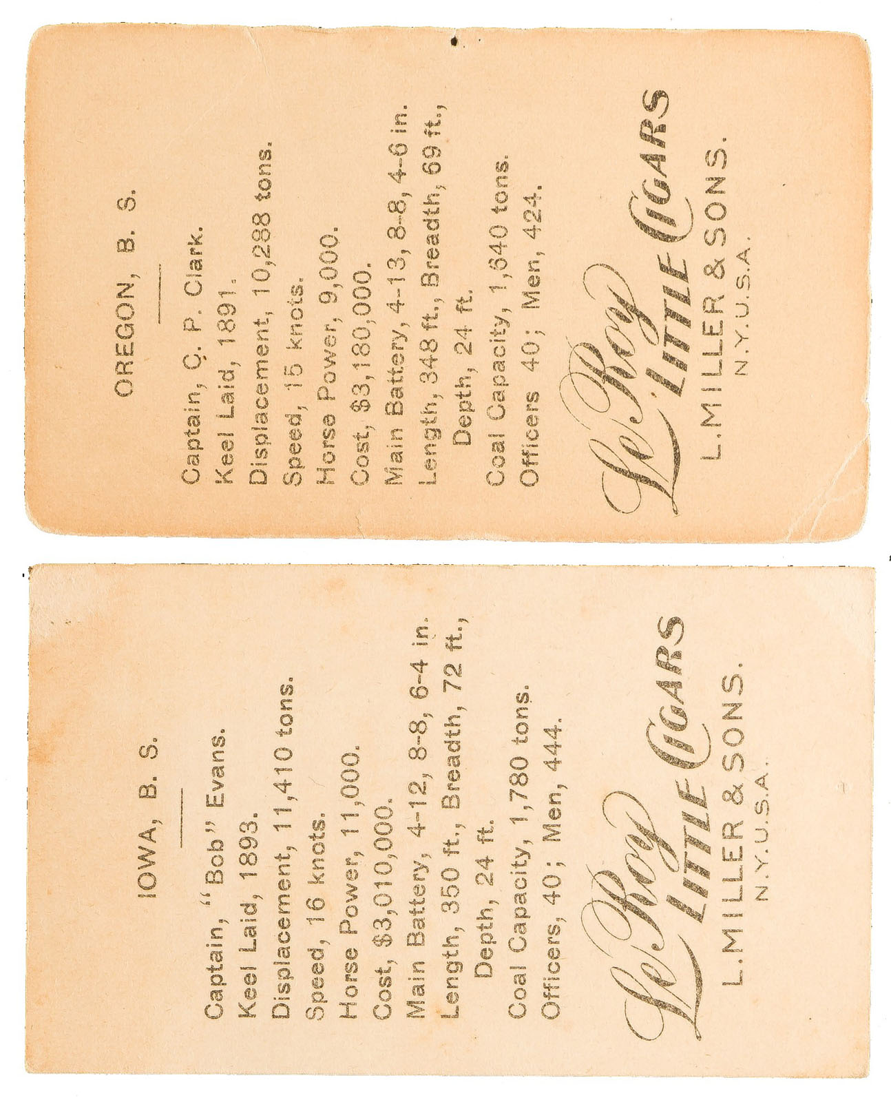 Circa 1899 T41 Le Roy Little Cigars Battleships Partial Set (19/25 ...