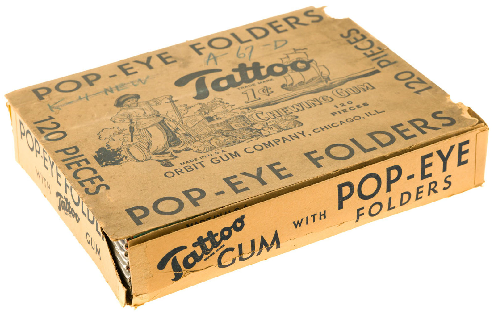 1933 Tattoo Orbit Chewing Gum - Popeye Folders - Near-Complete Box with ...