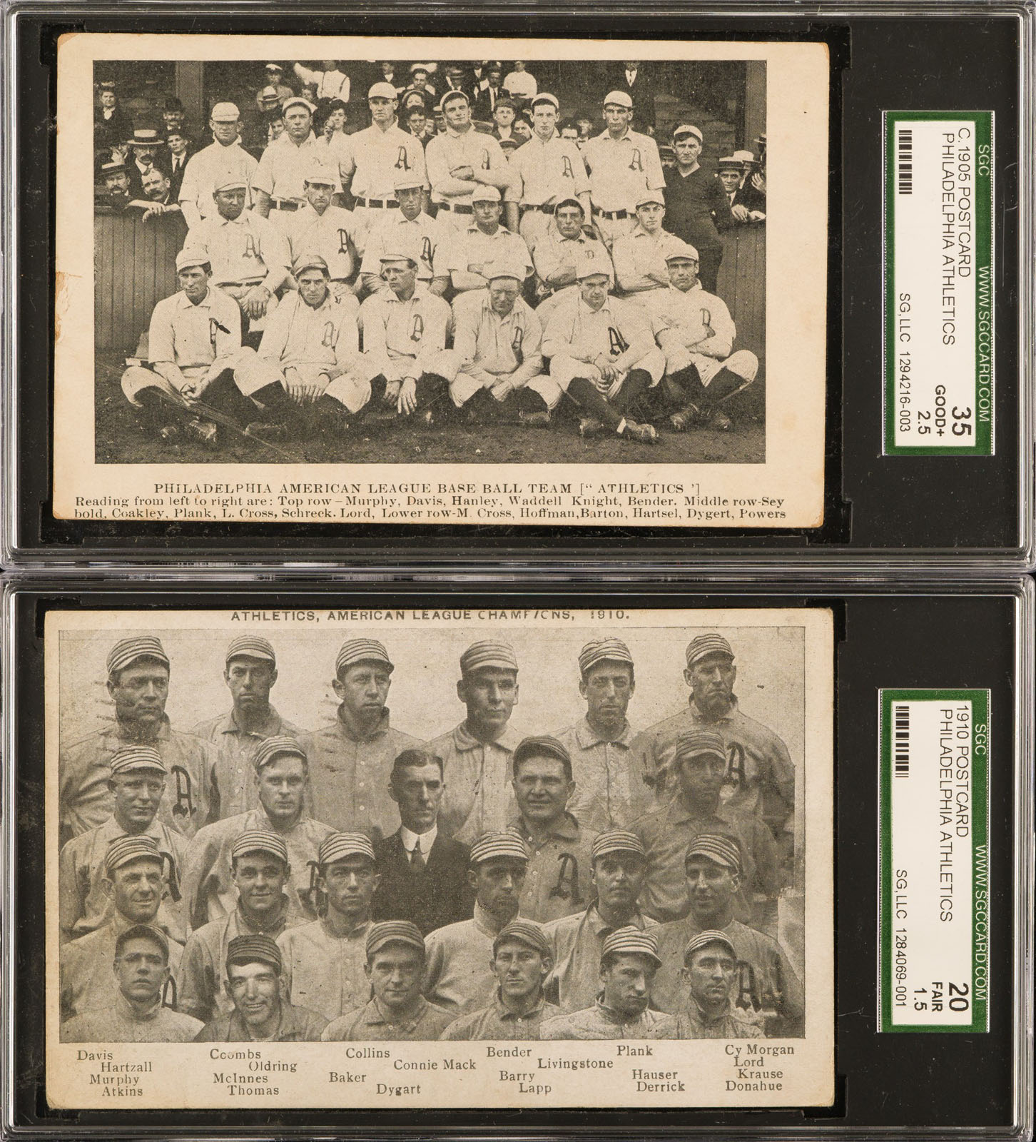 1905 and 1910 Philadelphia Athletics Team Postcards with Bender ...
