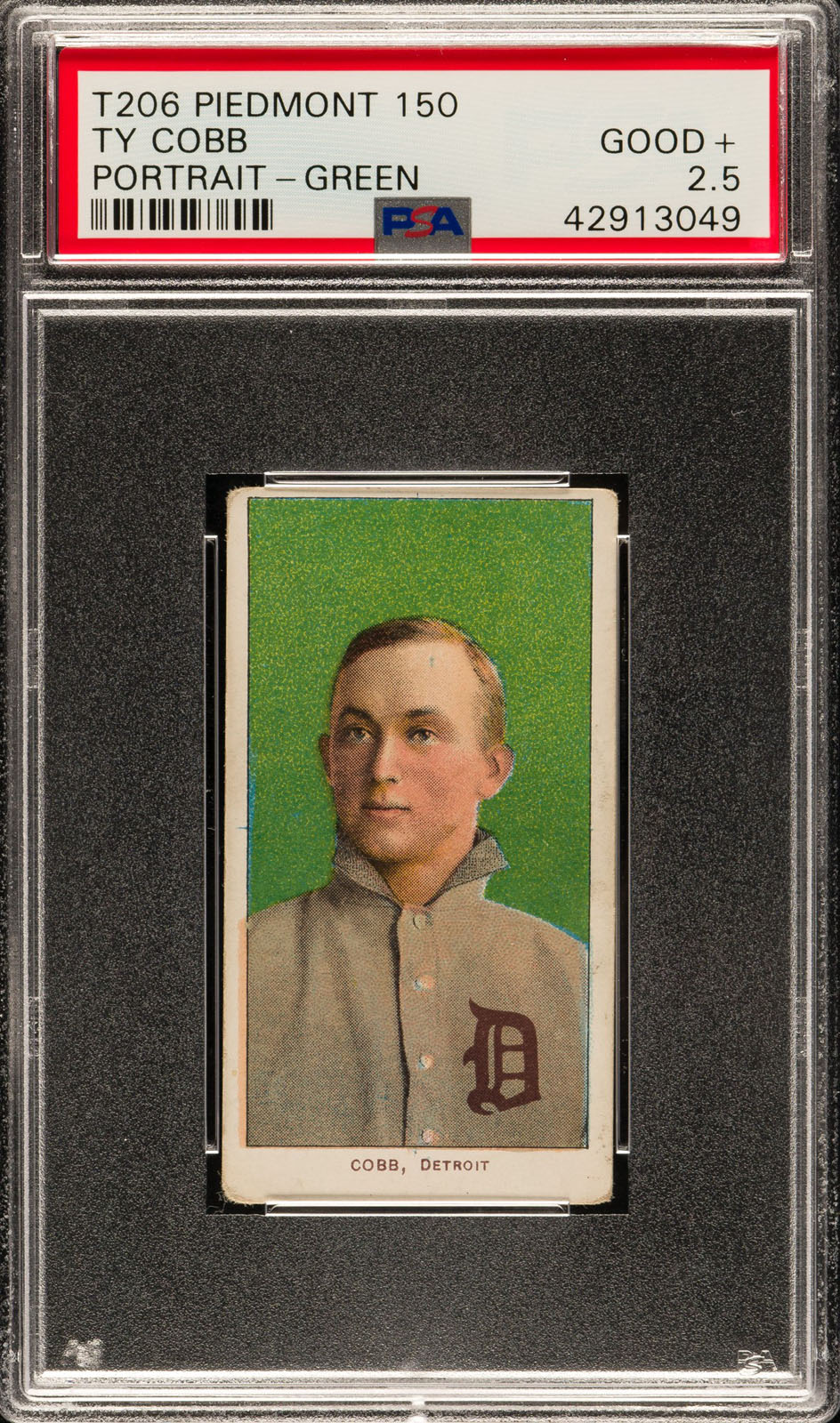 1909-1911 T206 White Border Ty Cobb Portrait Green Background | REA Archive