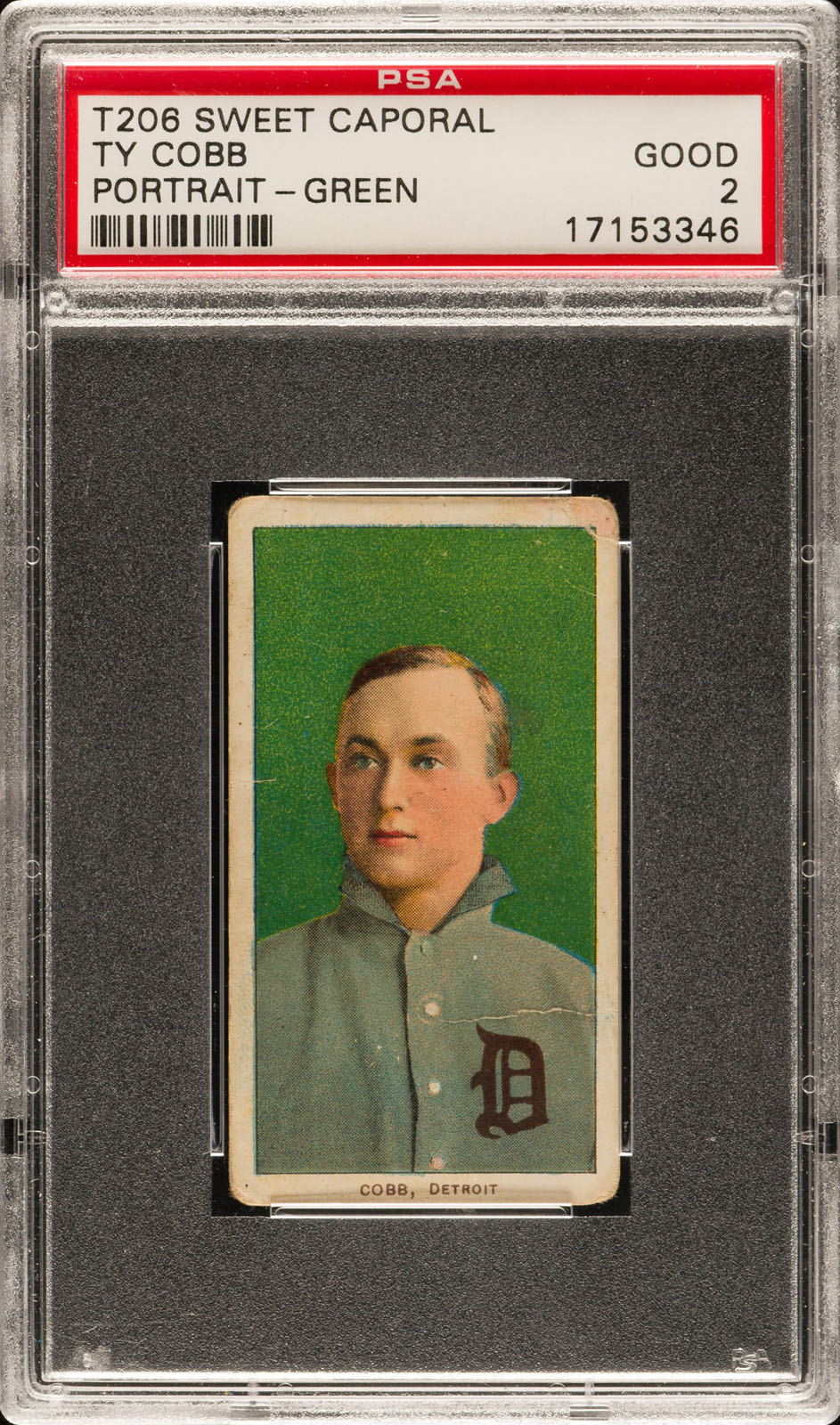 1909-1911 T206 White Border Ty Cobb Portrait Green Background | REA Archive