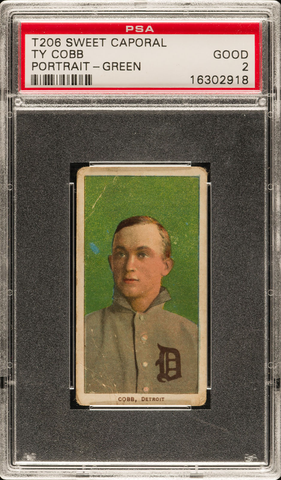 1909-1911 T206 White Border Ty Cobb Portrait Green Background | REA Archive