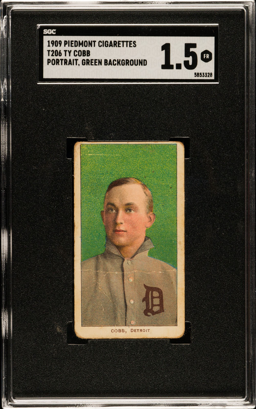 1909-1911 T206 White Border Ty Cobb Portrait Green Background | REA Archive