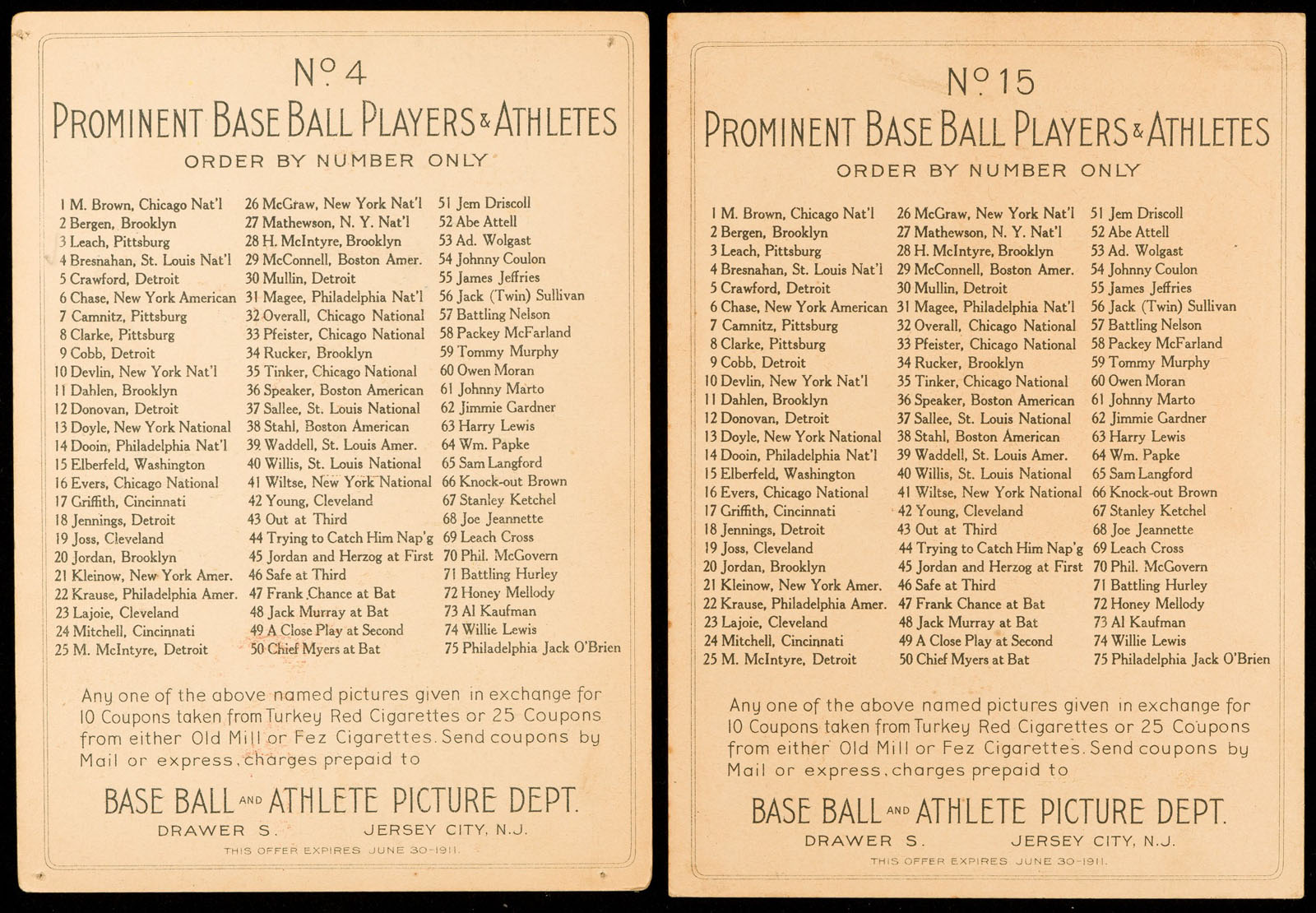 1911 T3 Turkey Red Near-Complete Set (89/100) Including Two Rare ...