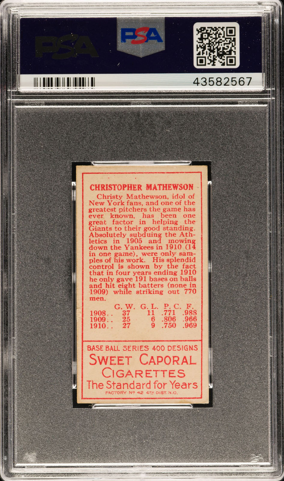 1911 T205 Gold Border Christy Mathewson | REA Archive