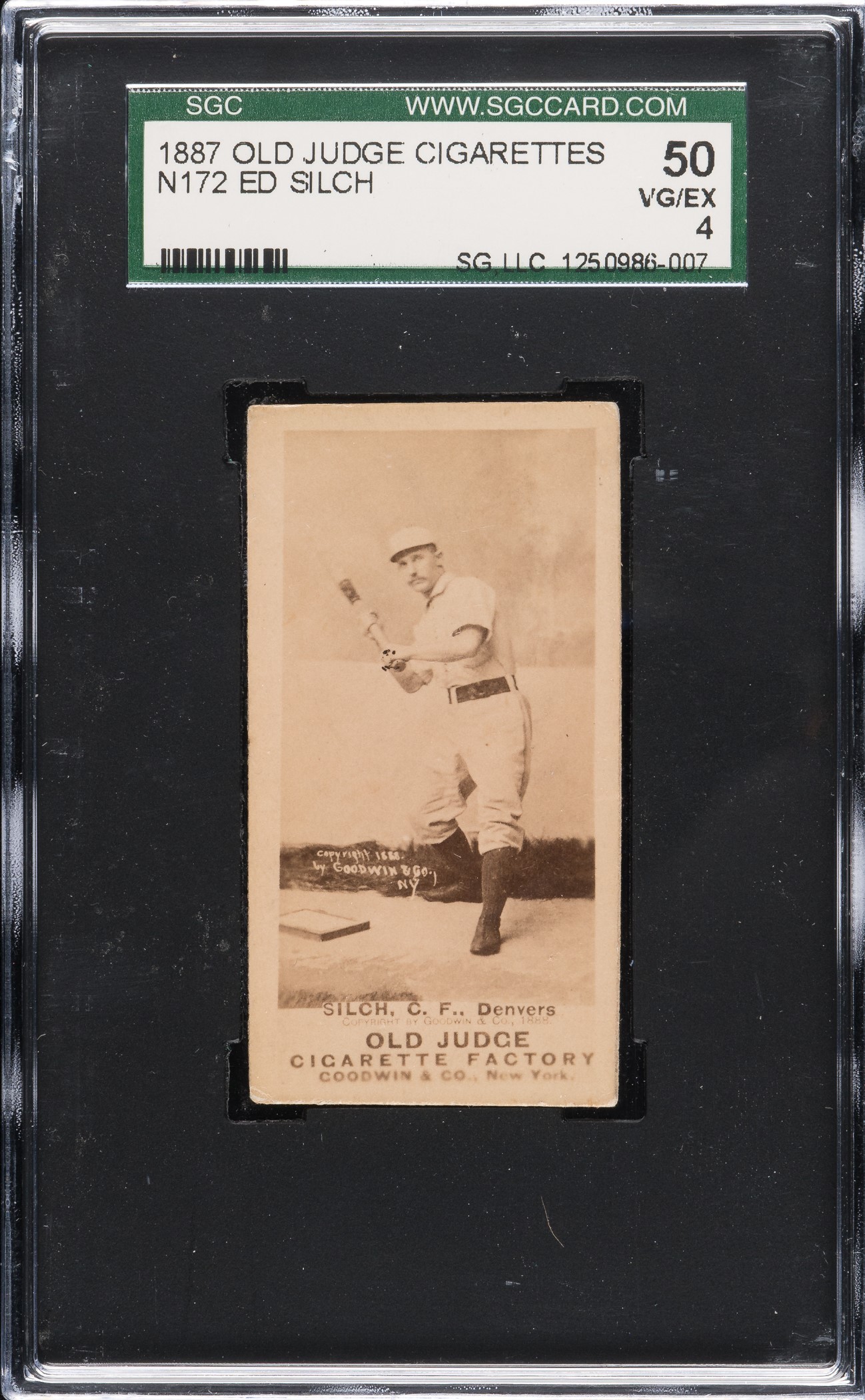 1889 N172 Old Judge Edward Silch SGC VG/EX 50 - Denver Team | REA Archive
