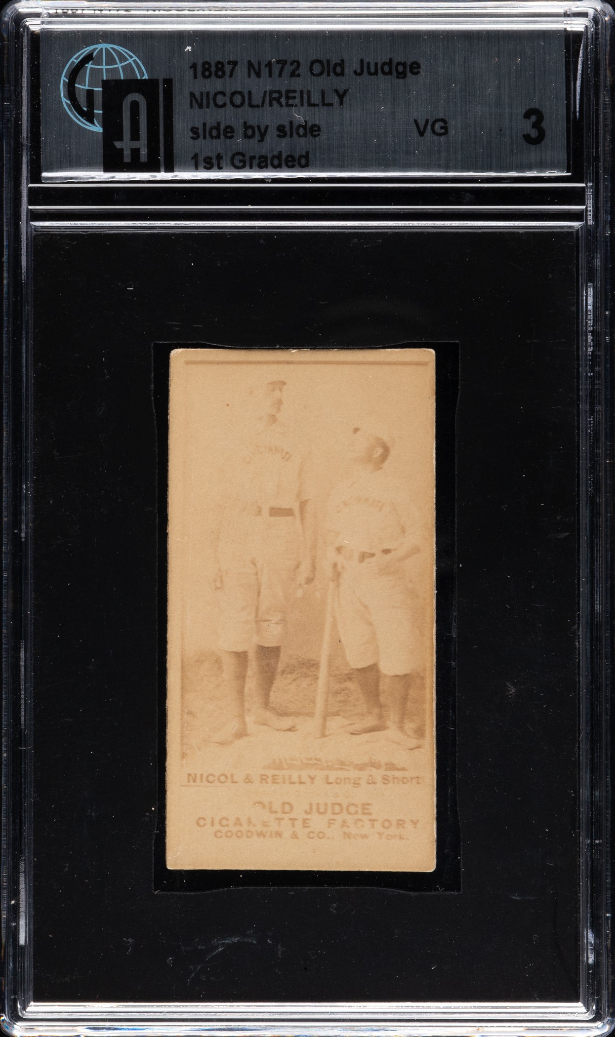 1889 N172 Old Judge Hugh Nicol & John Reilly - "Long & Short" | REA Archive