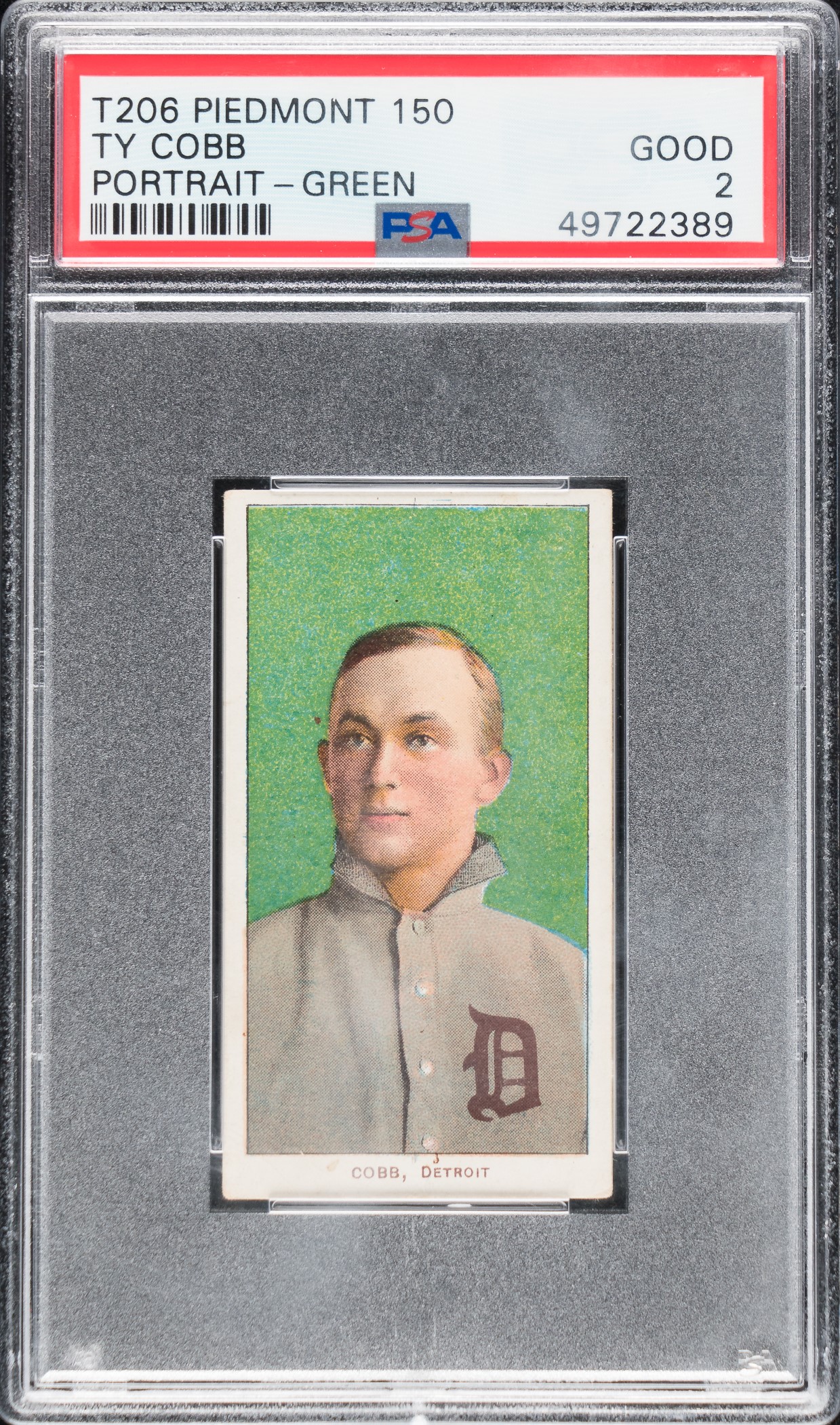 1909-1911 T206 White Border Ty Cobb Portrait Green Background | REA Archive