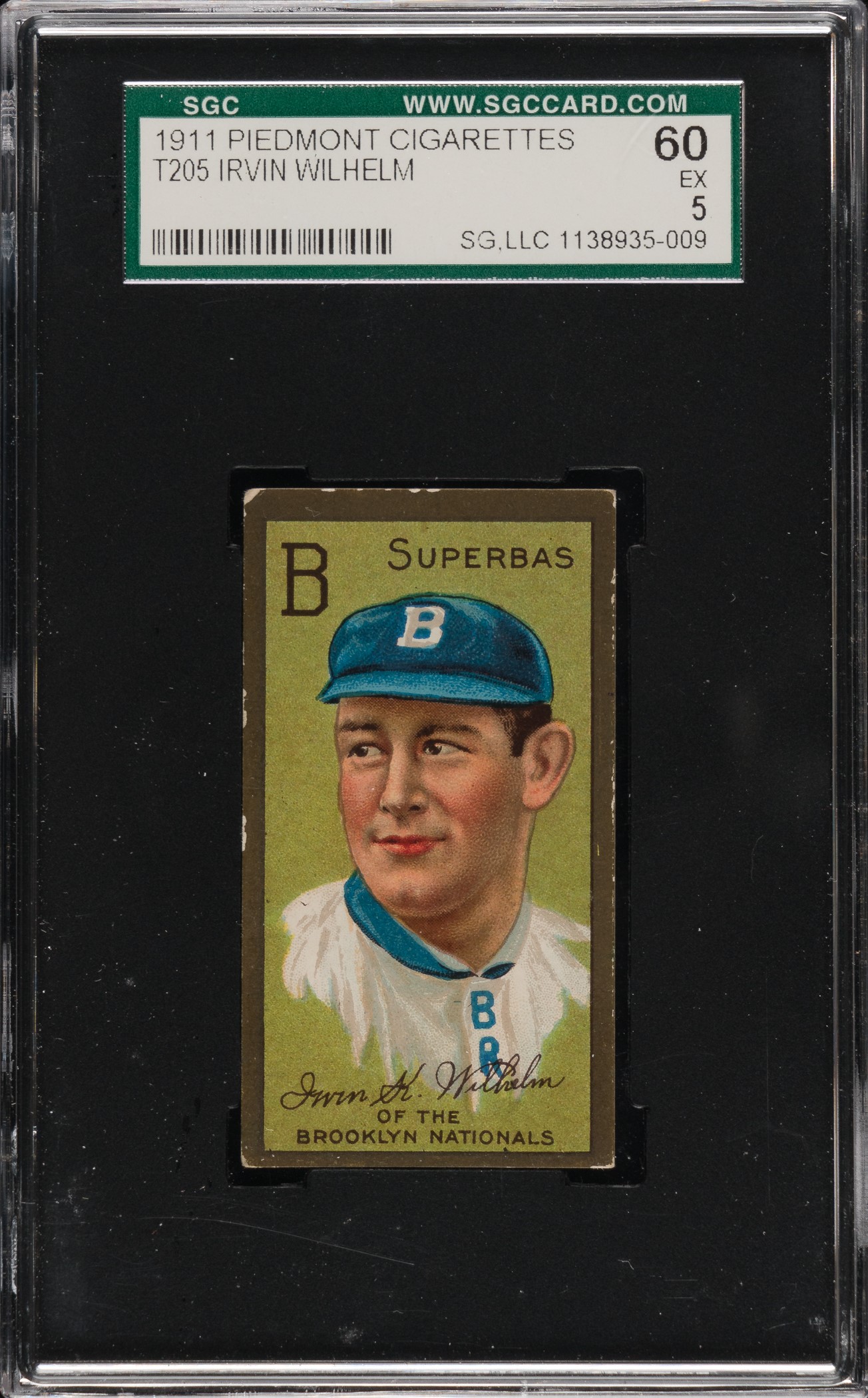 1911 T205 Gold Border Irvin Wilhelm - "Suffe ed in 18th Line" Variation ...