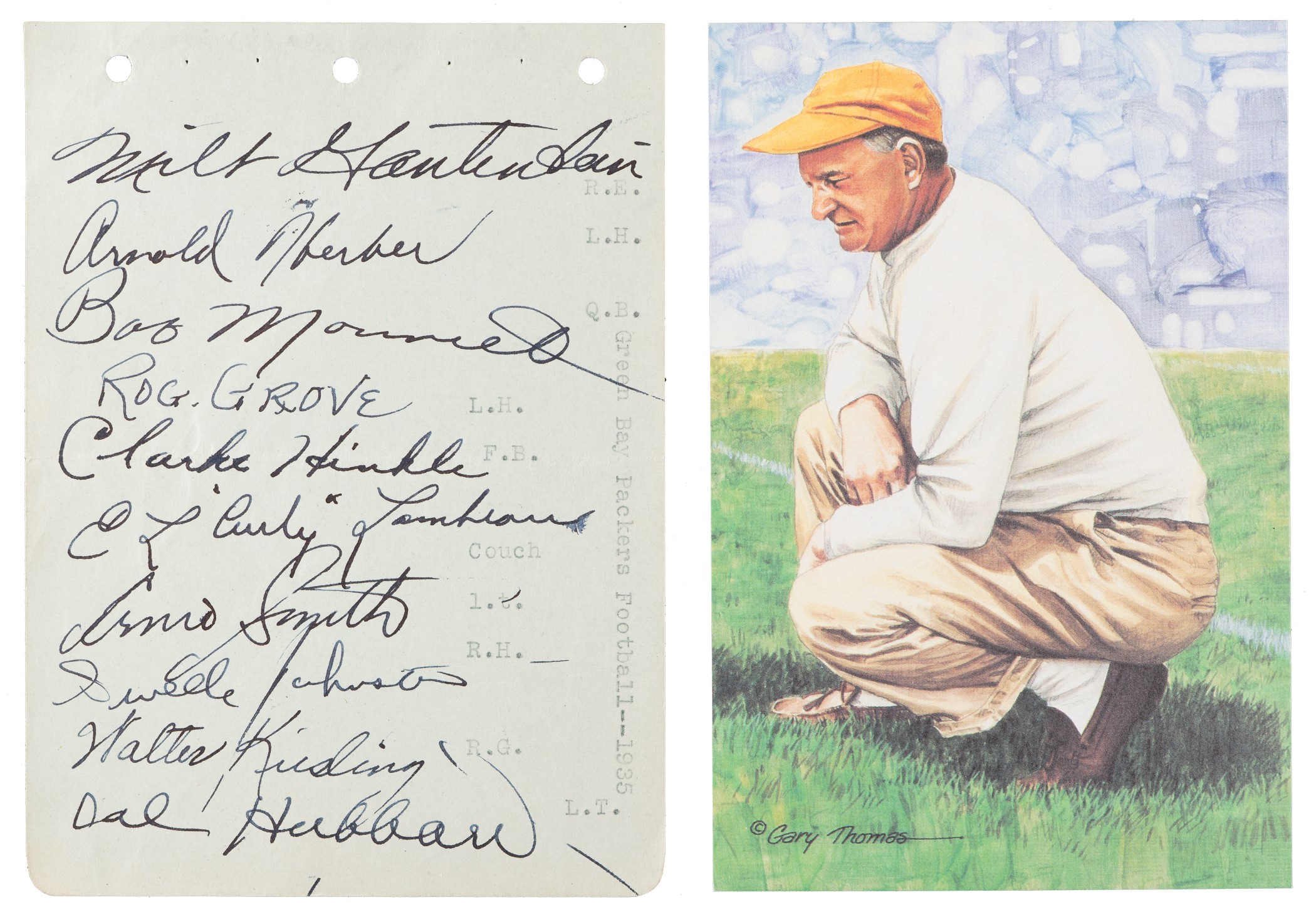 1935 Green Bay Packers Team-Signed Sheet (10 Signatures) Including ...