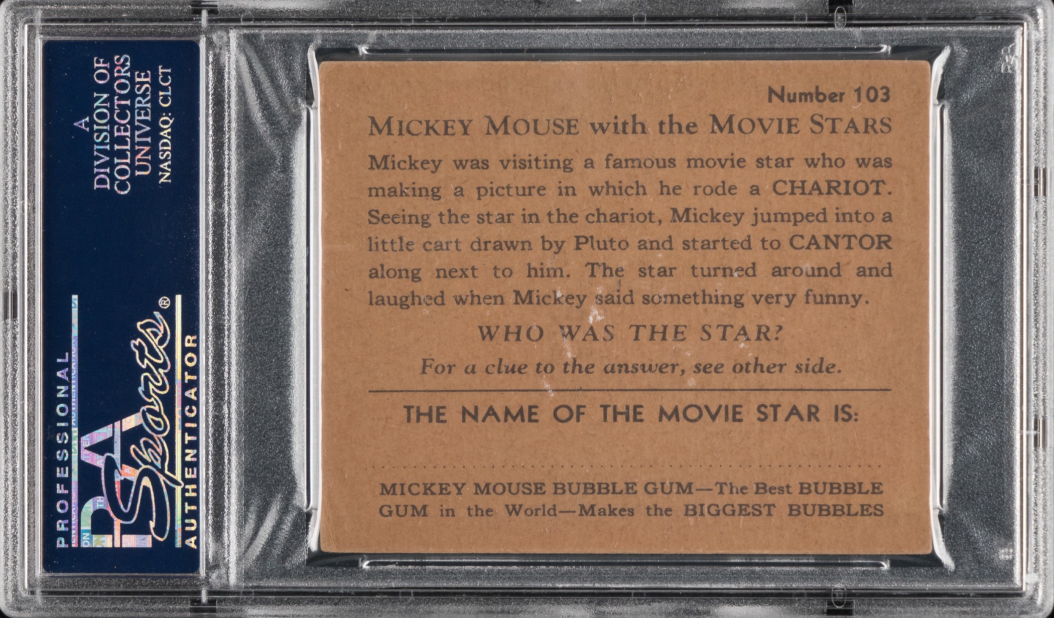 1935 R90 Gum, Inc. "Mickey Mouse with the Movie Stars" #103 "Life is ...