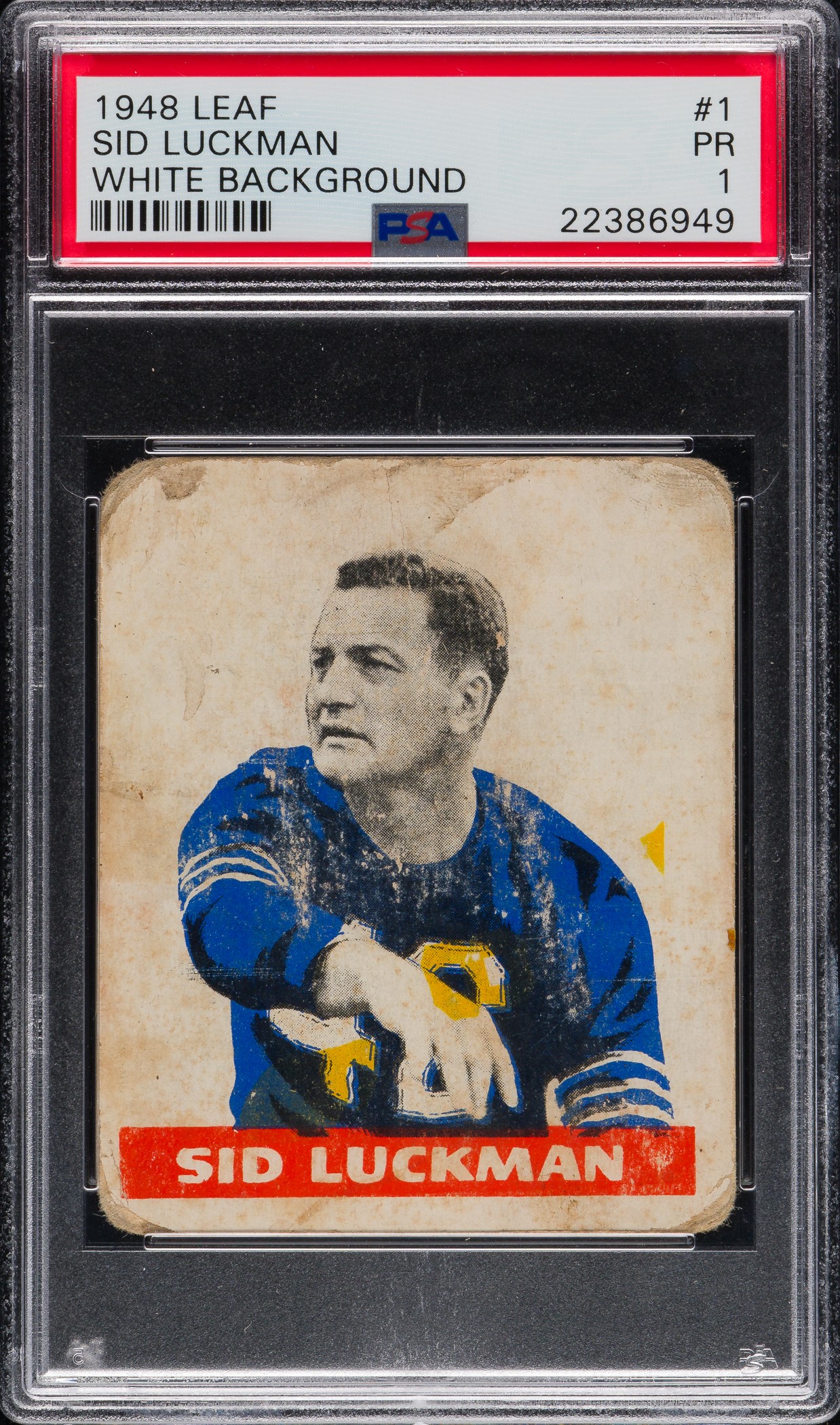 1948 Leaf Football #1 Sid Luckman Rookie White Background | REA Archive