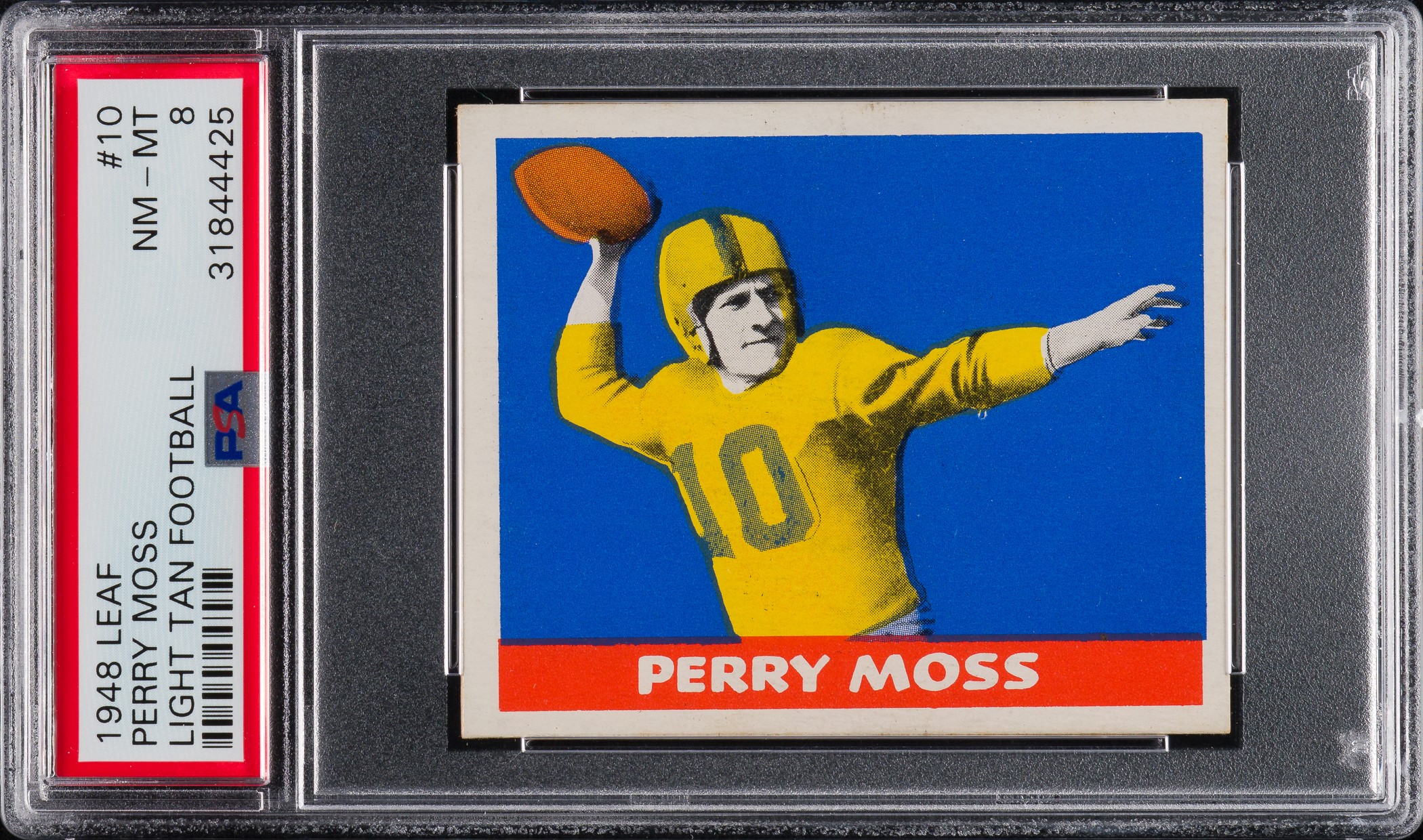 1948 Leaf Football #10 Perry Moss Tan Football PSA NM-MT 8 | REA Archive
