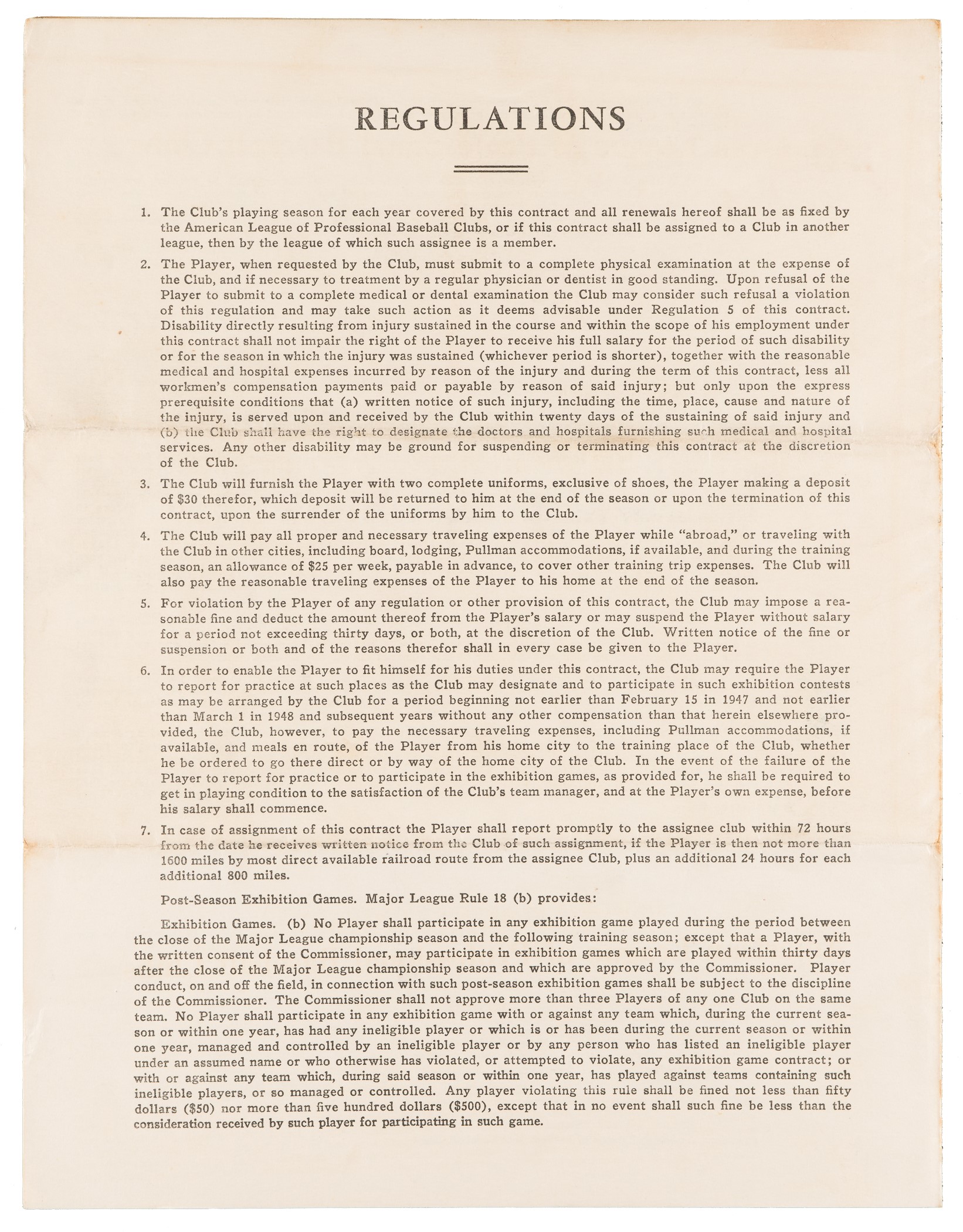 1958 Minnie Minoso Cleveland Indians Contract | REA Archive