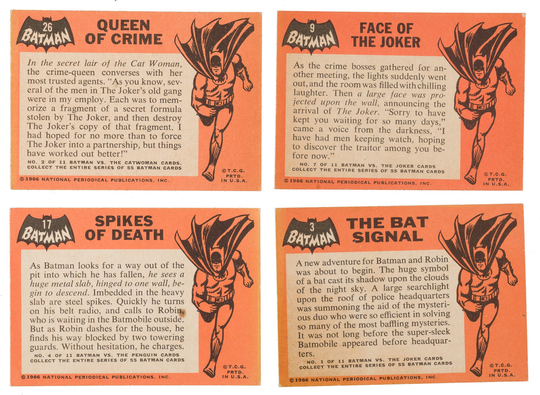 1966 Topps "Batman" Black Bat and Riddler Back Complete Sets (2 Sets ...