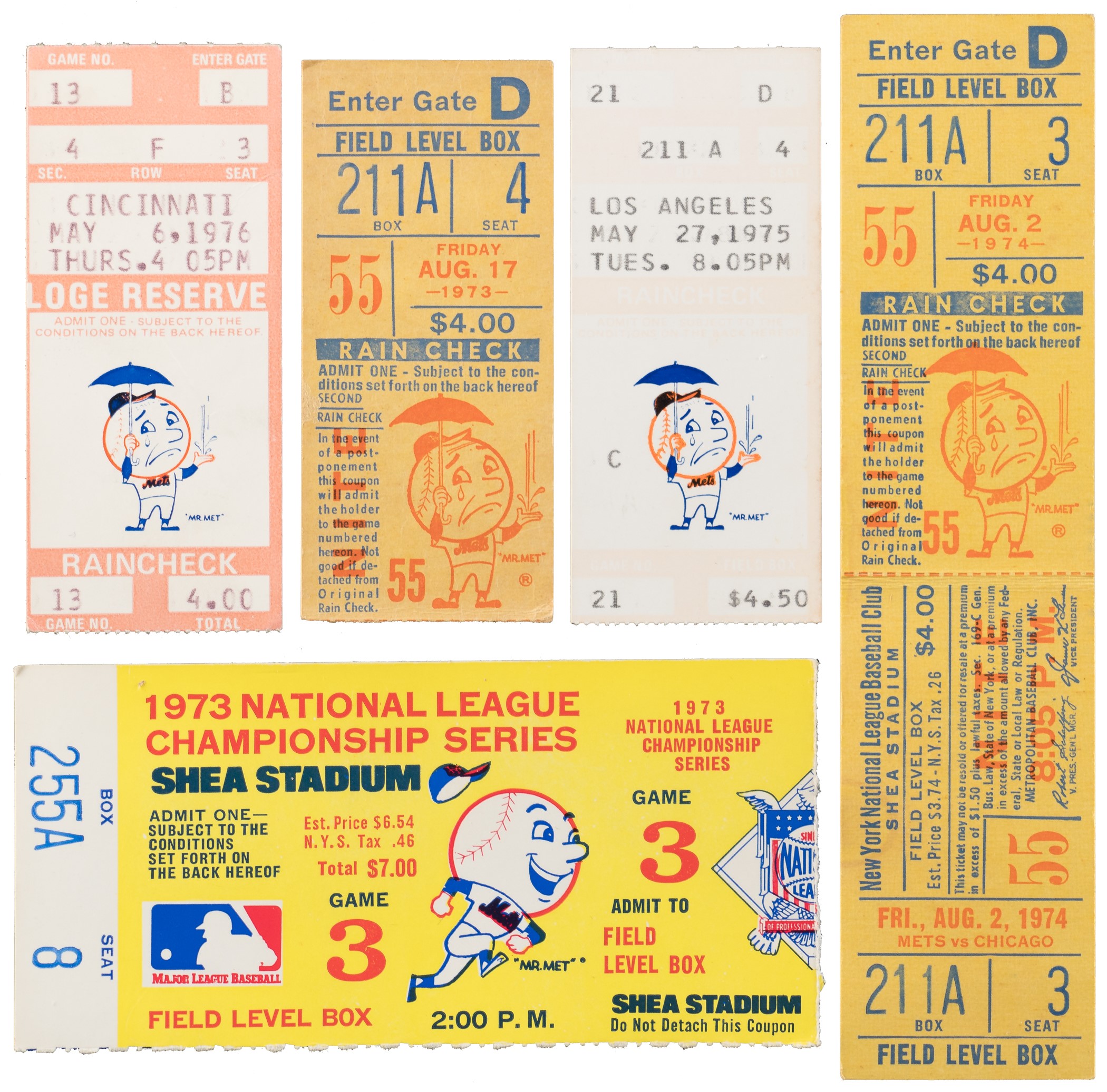 1973-1976 New York Mets Full Ticket and Ticket Stub Collection (182 ...