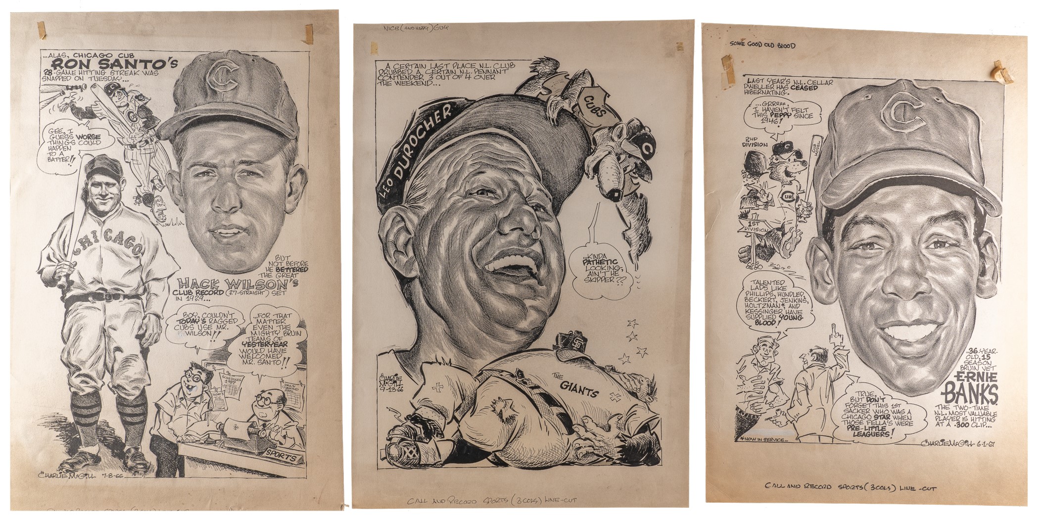 Charlie McGill Original Chicago Cubs Cartoon Artwork Collection (3 ...