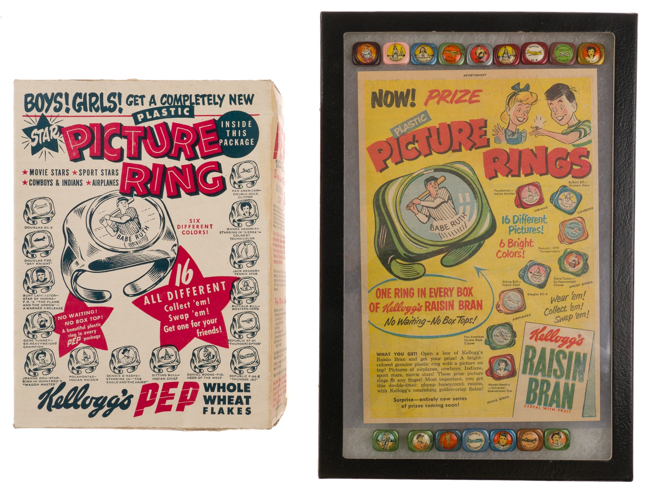 Circa 1950 Kellogg's "Picture Ring" Collection Featuring Babe Ruth ...