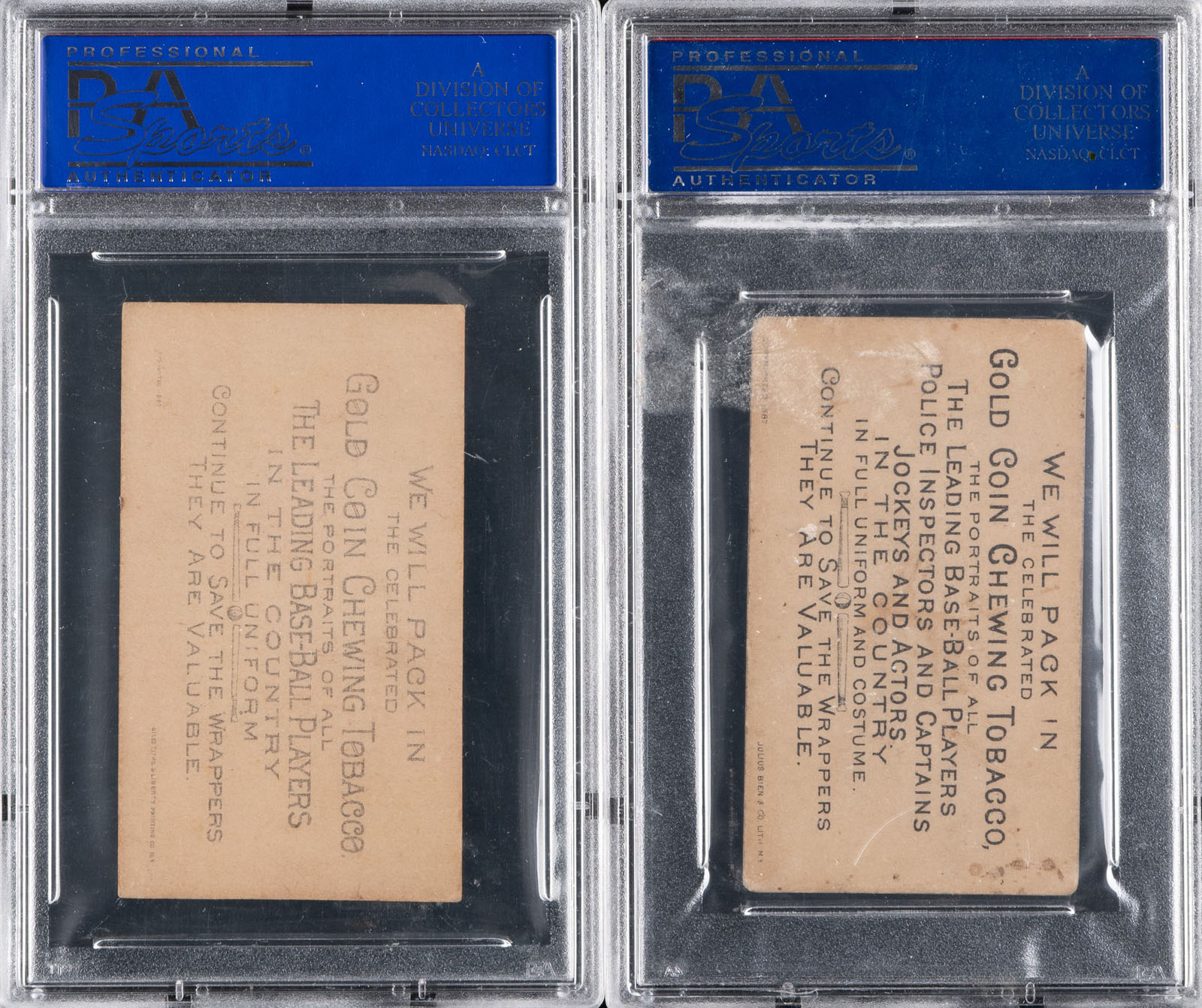1887 N284 Buchner Gold Coin Brown and Nichol PSA-Graded Pair | REA Archive