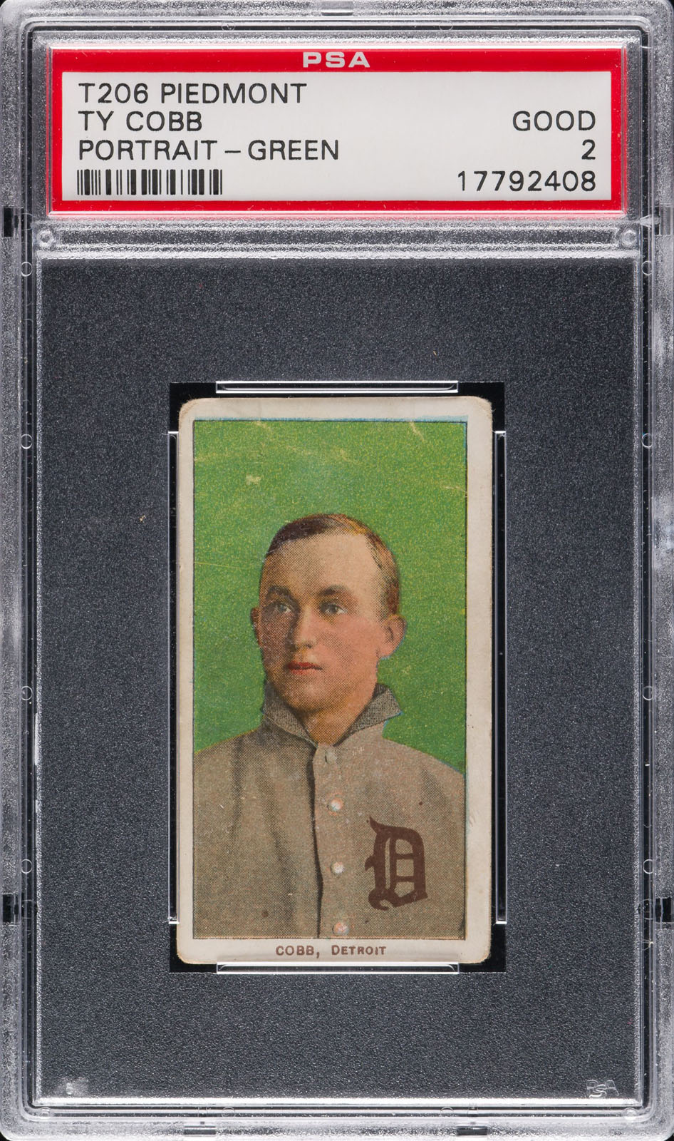 1909-1911 T206 White Border Ty Cobb Portrait Green Background | REA Archive