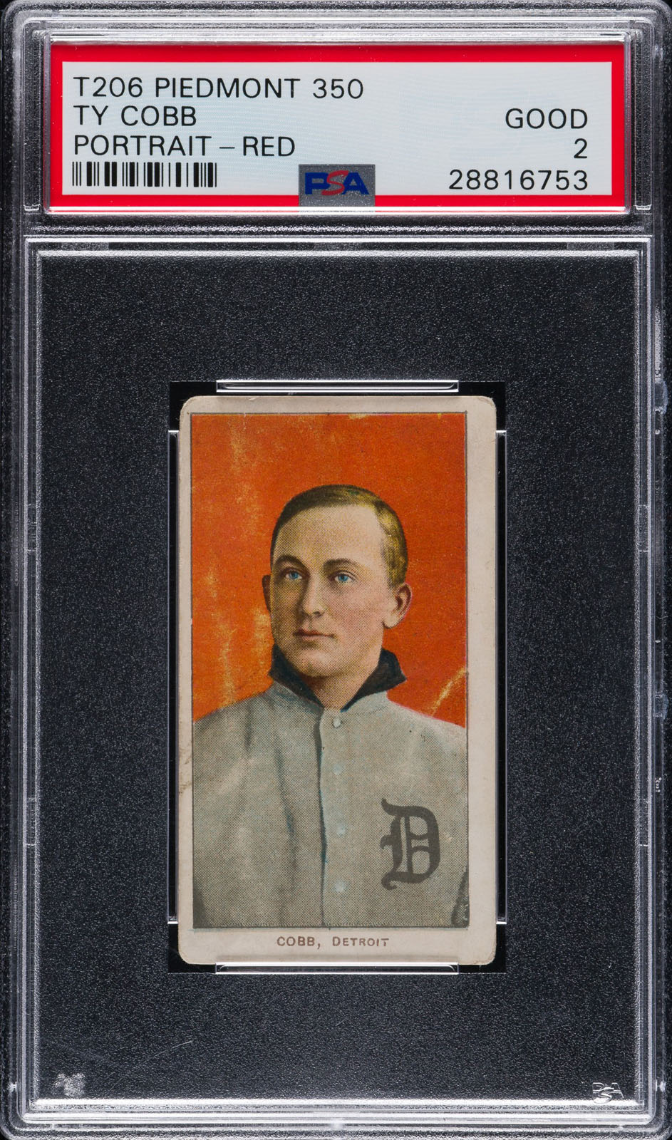 1909-1911 T206 White Border Ty Cobb Portrait Red Background | REA Archive