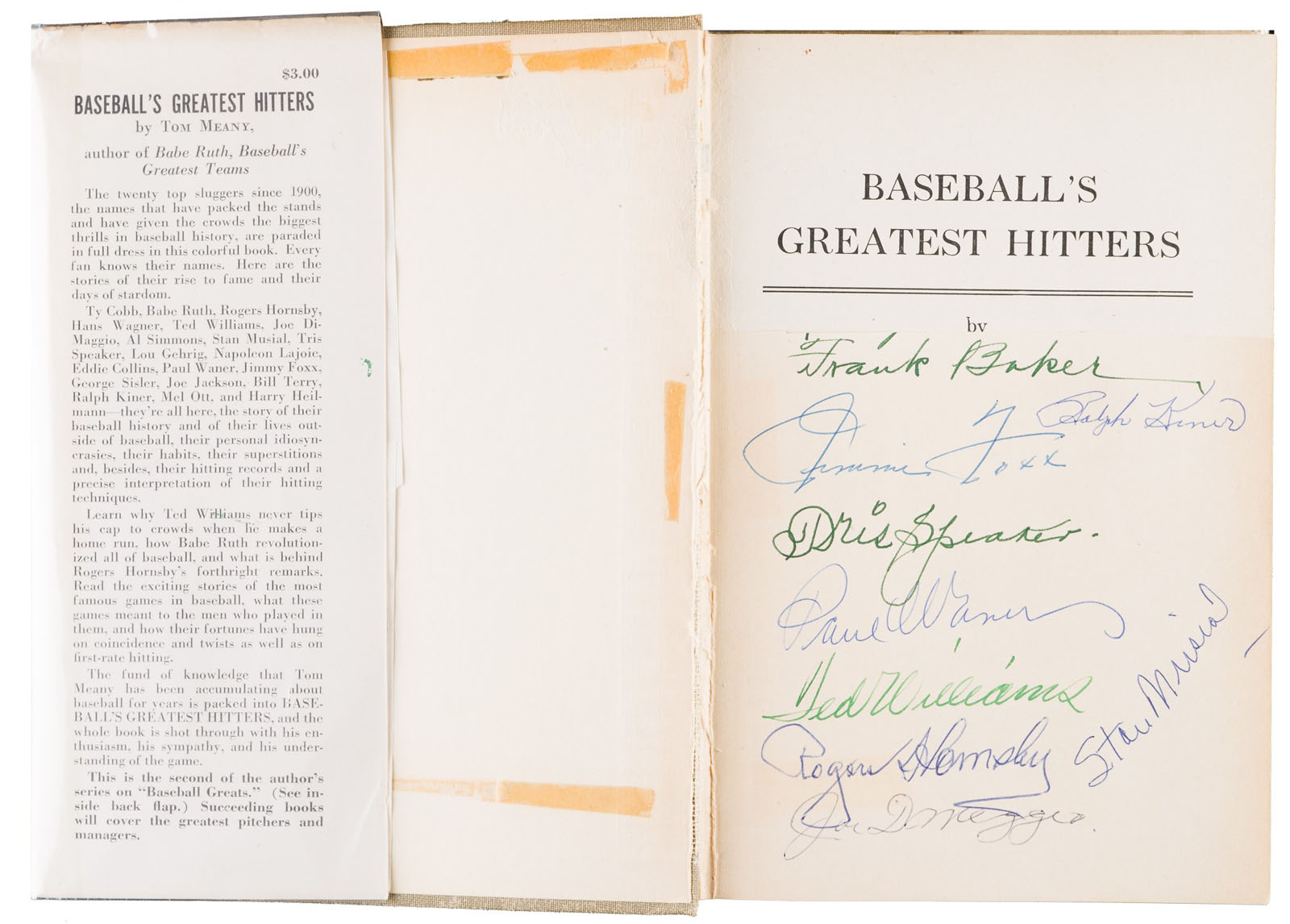 1950 "Baseball's Greatest Hitters" Book Signed by T. Williams, Foxx ...