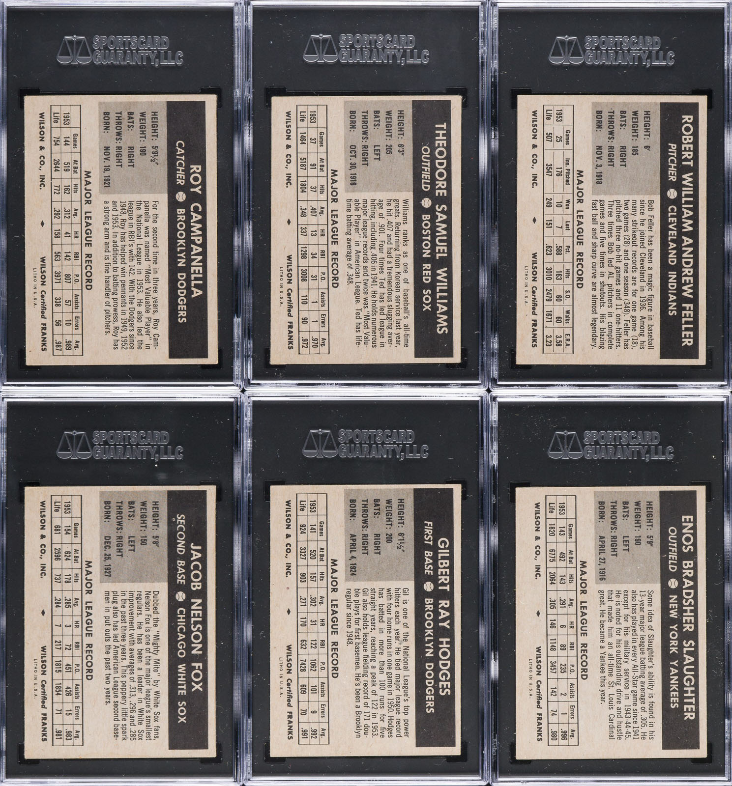 1954 Wilson Franks SGC-Graded Complete Set (20) - Ex-Lionel Carter ...