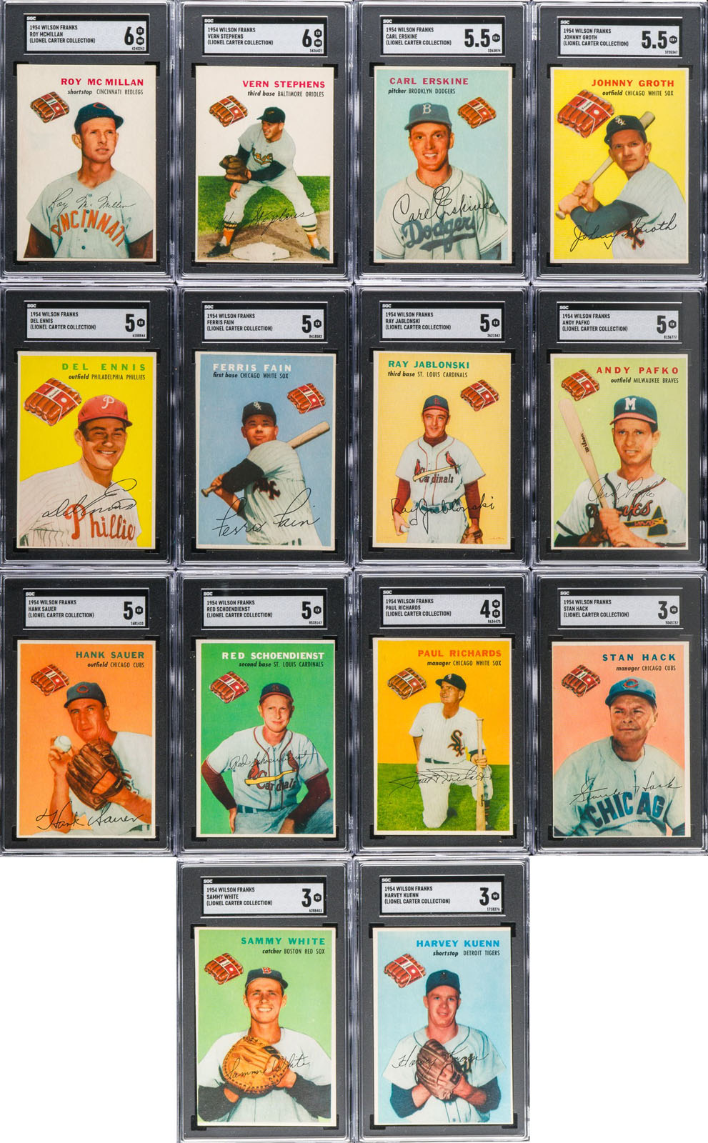 1954 Wilson Franks SGC-Graded Complete Set (20) - Ex-Lionel Carter ...